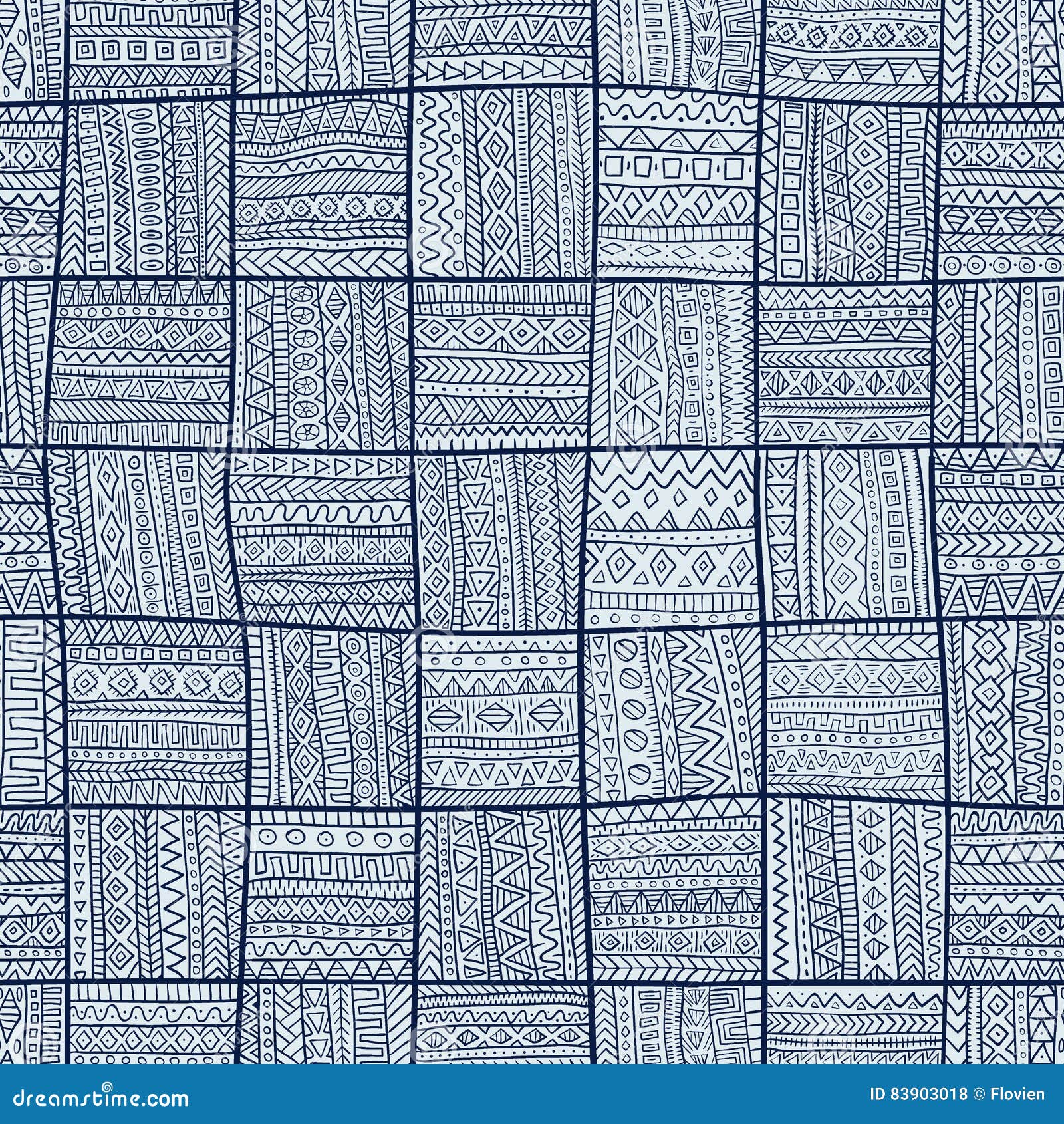 Seamless Pattern of Patchwork. Elegant Blue Ornament Stock Vector ...