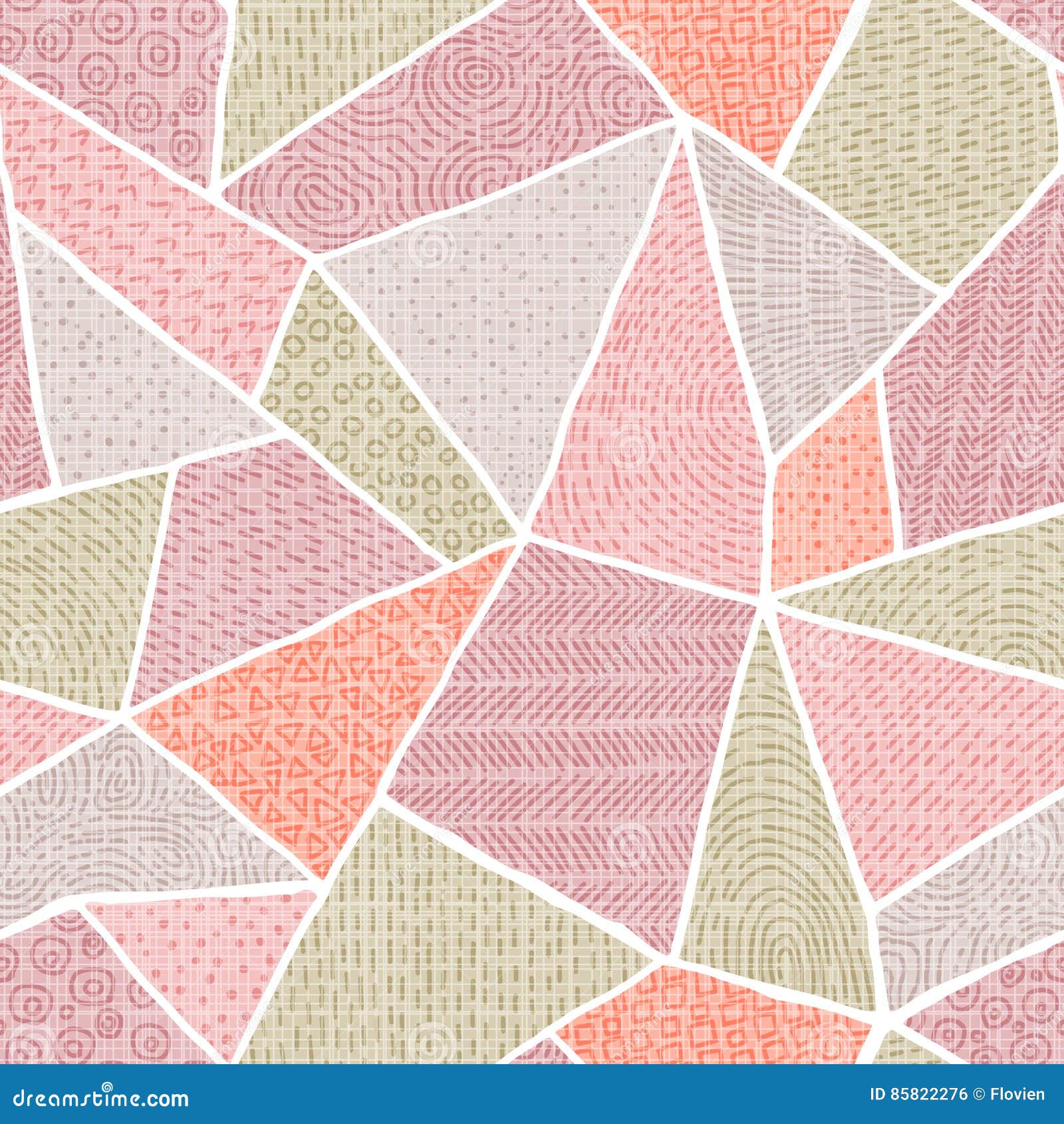 Seamless Pattern Of Patchwork Vintage Pastel Background Coral Lilac