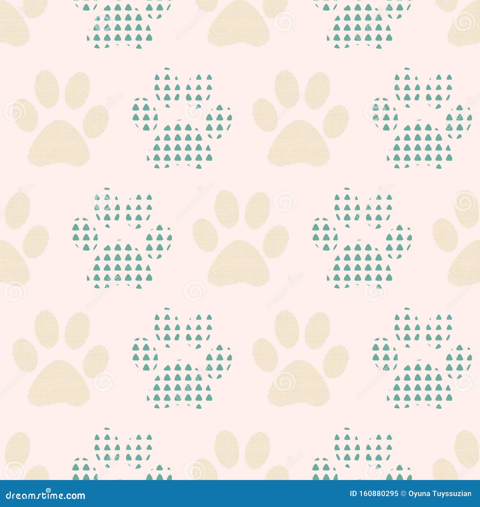 Seamless Pattern with Patterned Paws. Stock Vector - Illustration of ...