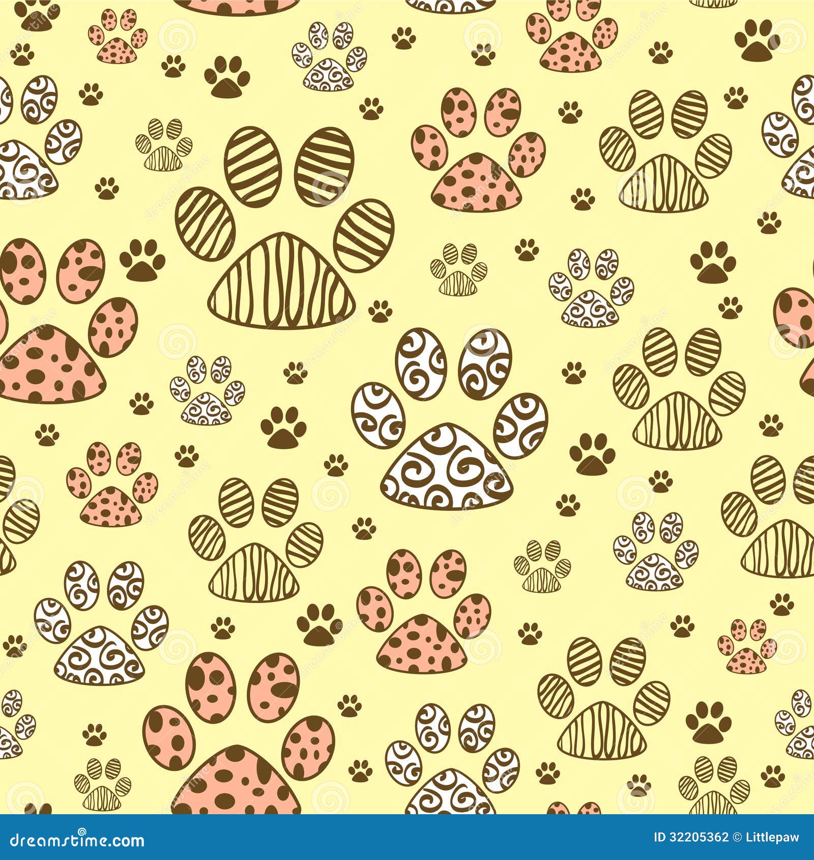 Seamless pattern with paws stock vector. Illustration of backdrop ...