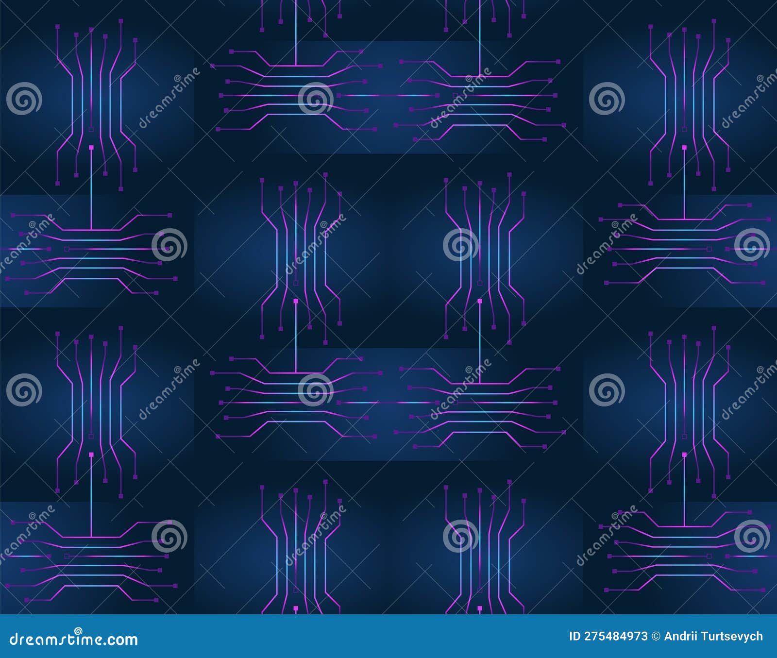 Seamless Pattern of PCB Wires on Blue, Vector Quality Stock Vector ...