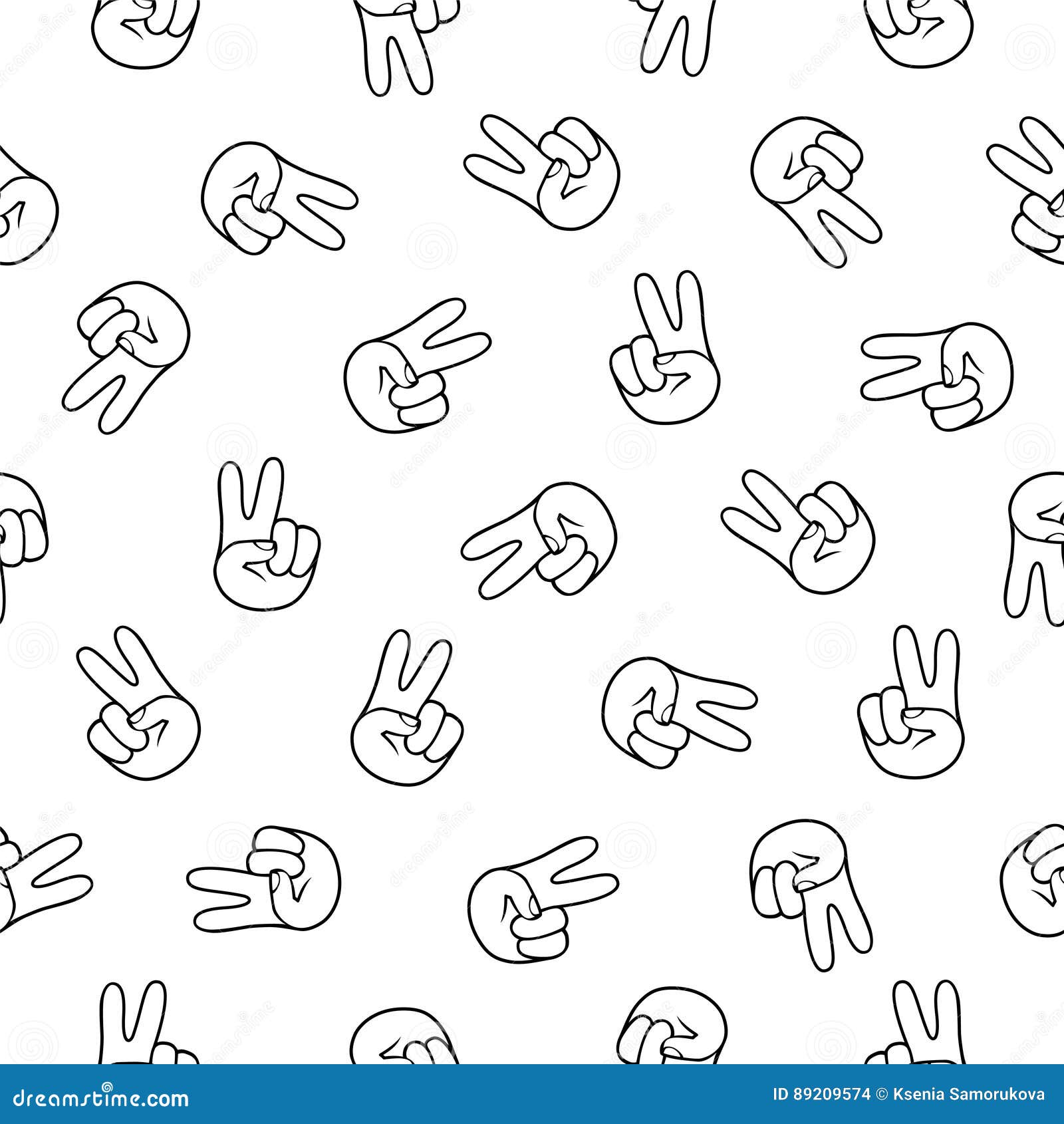 Seamless Pattern - Peace Hand Symbol Stock Vector - Illustration of ...