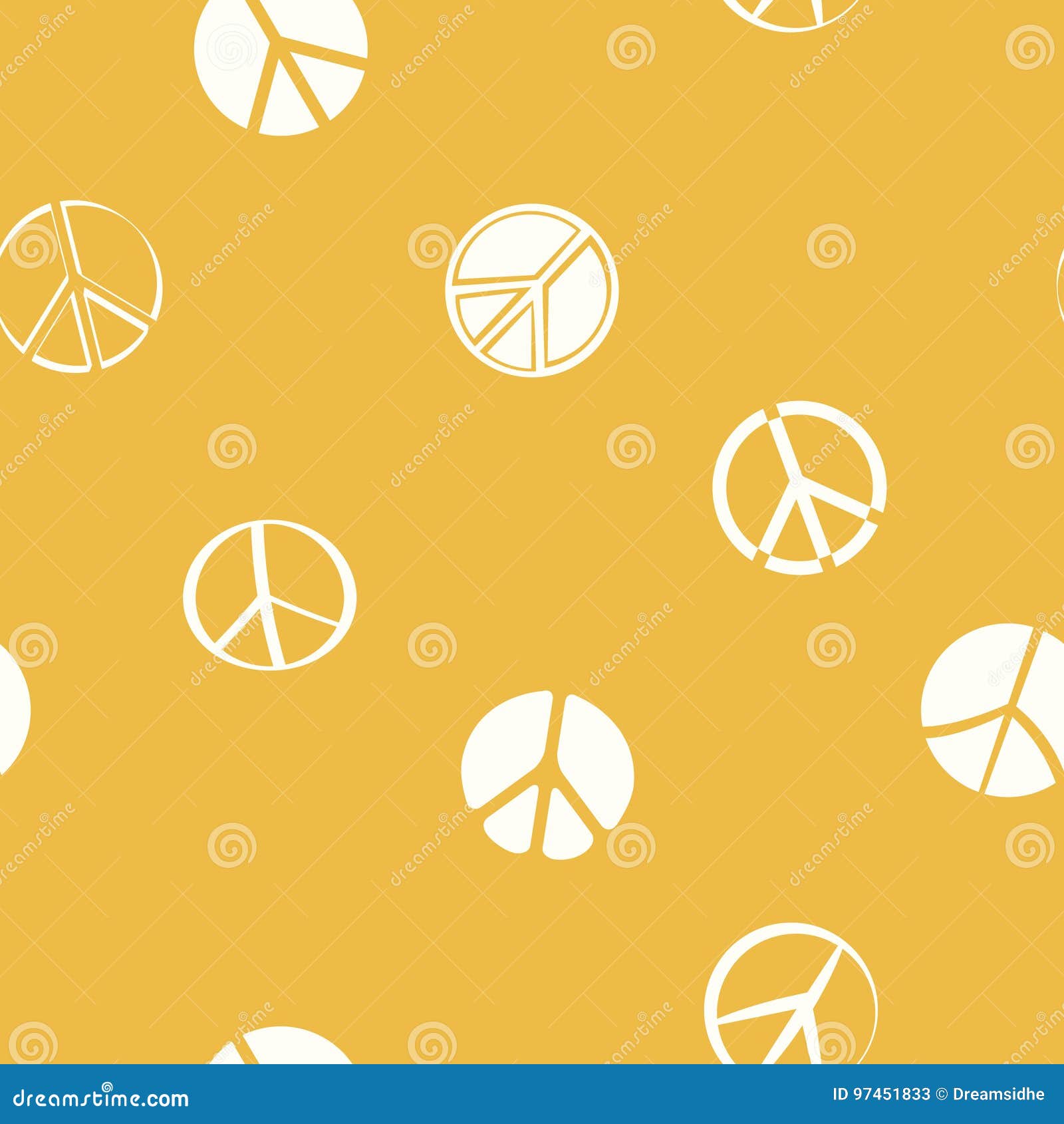 Seamless Pattern with Peace Symbols Stock Vector - Illustration of ...