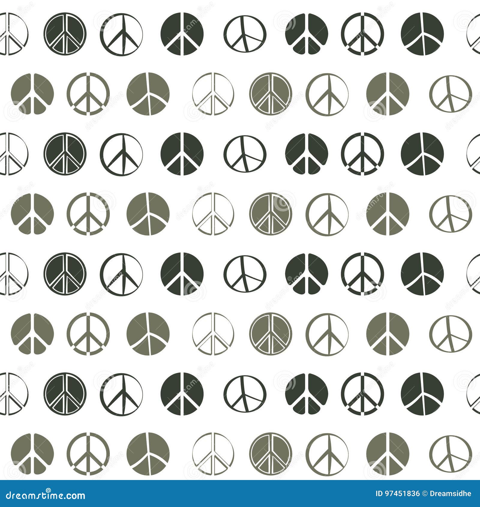 Seamless Pattern with Peace Symbols Stock Vector - Illustration of ...