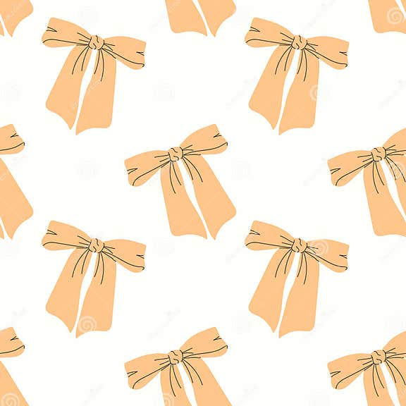 A Seamless Pattern of Peach-colored Bows on a White Background. Stock ...