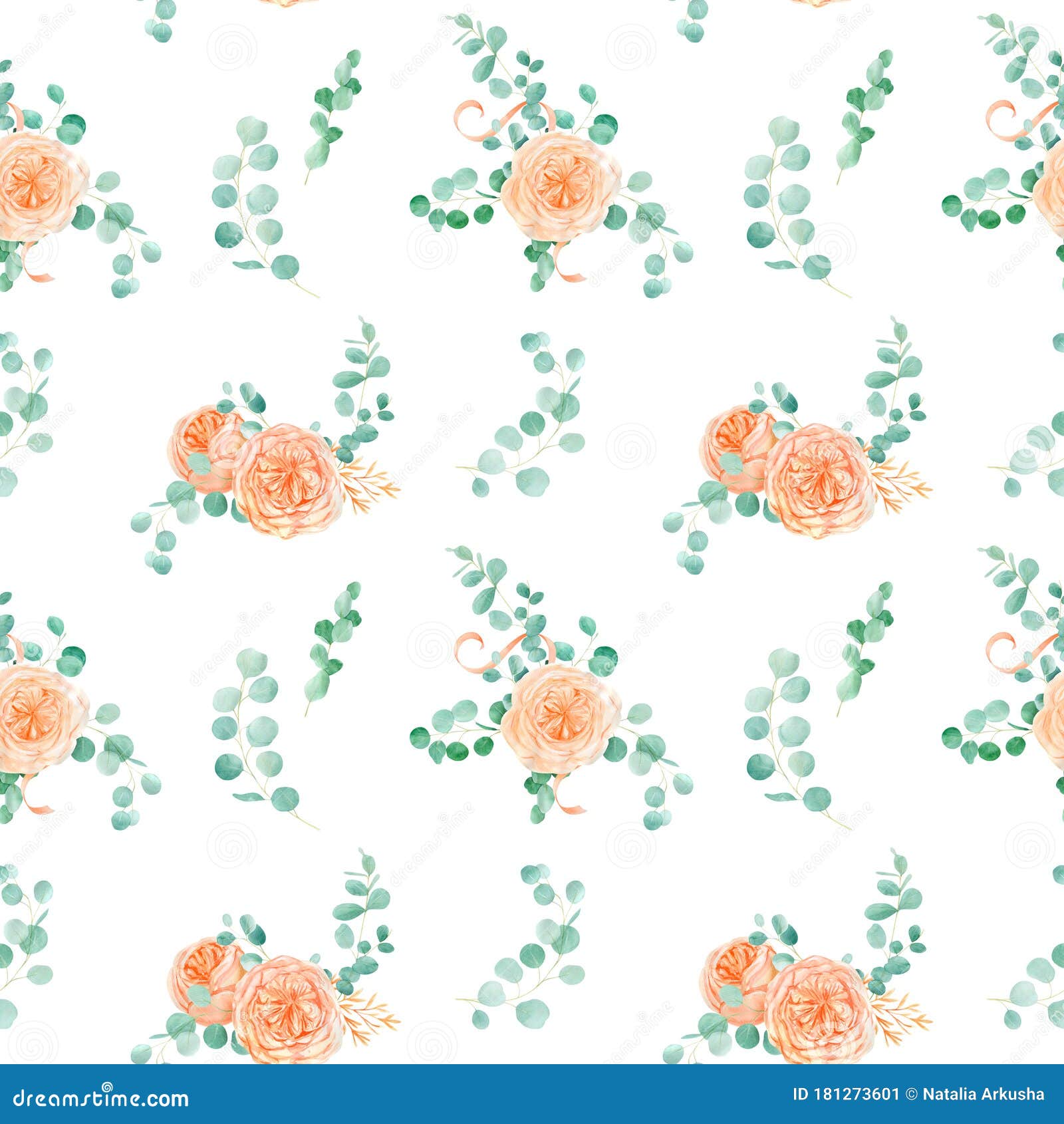 Seamless Pattern with Peach and Orange with English Rose Austin Flower ...
