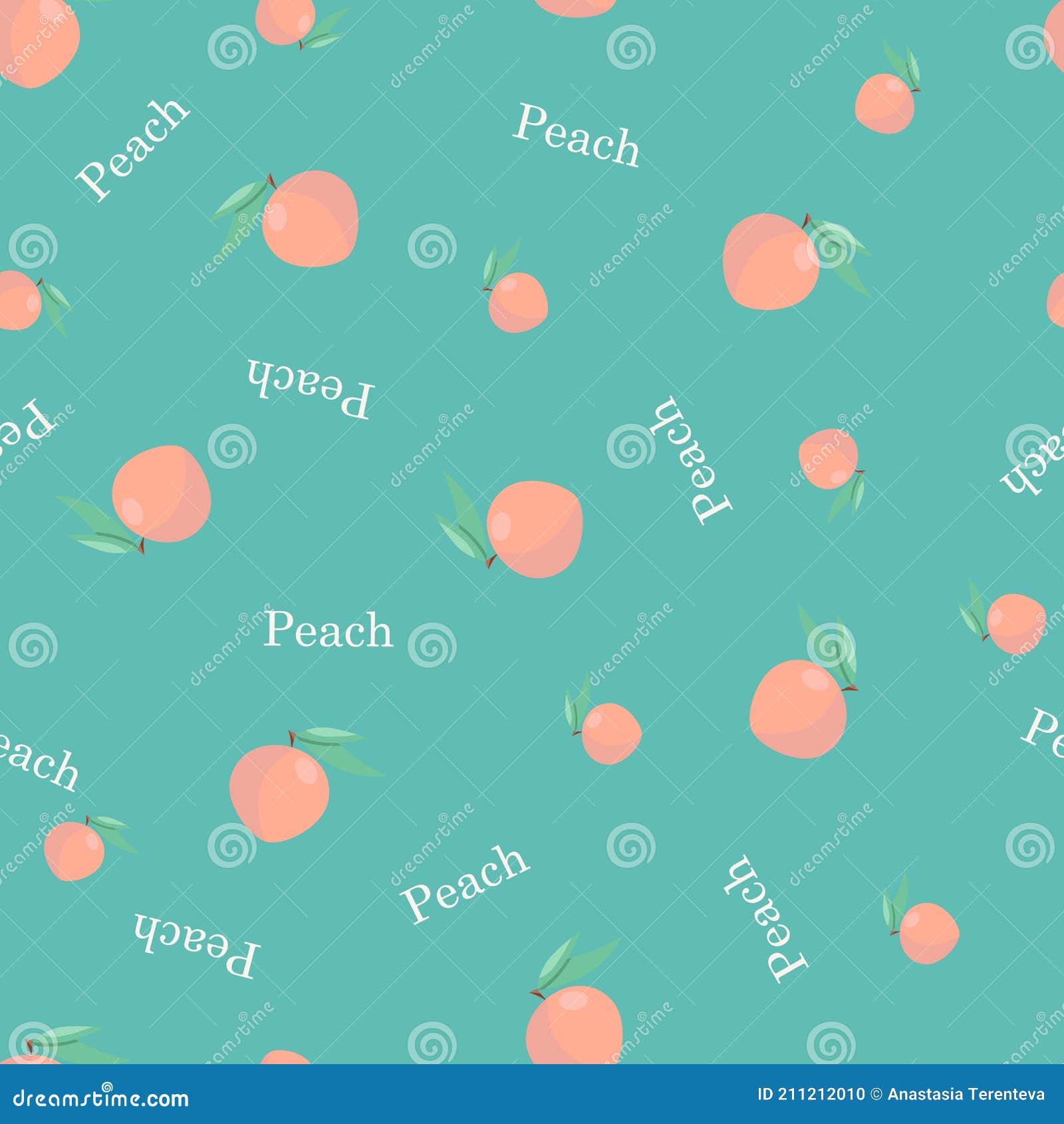 Seamless Pattern with Peaches and Lettering. Stock Vector ...