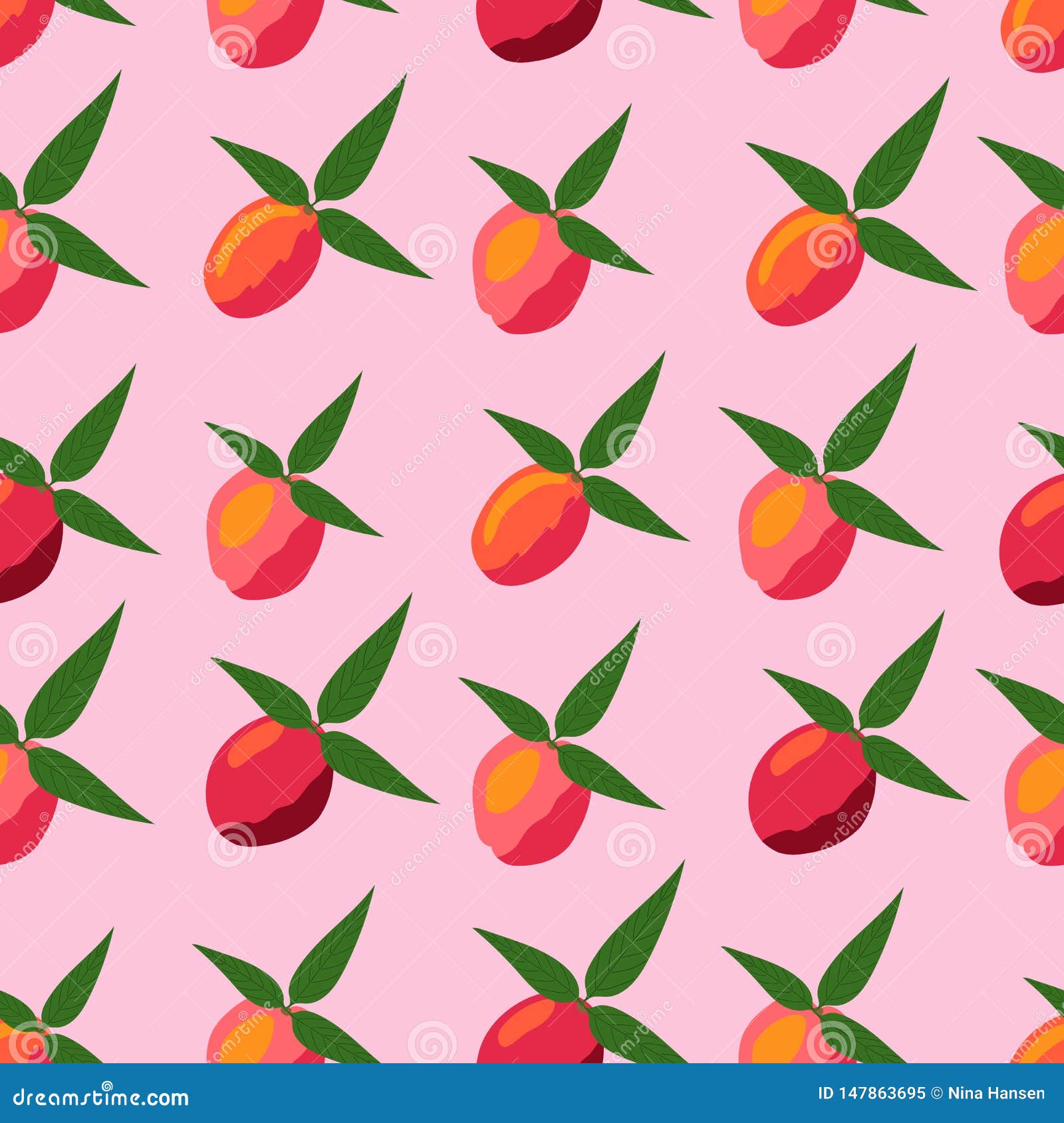 Seamless Pattern Of Peaches On A Pink Background. Stock Vector ...