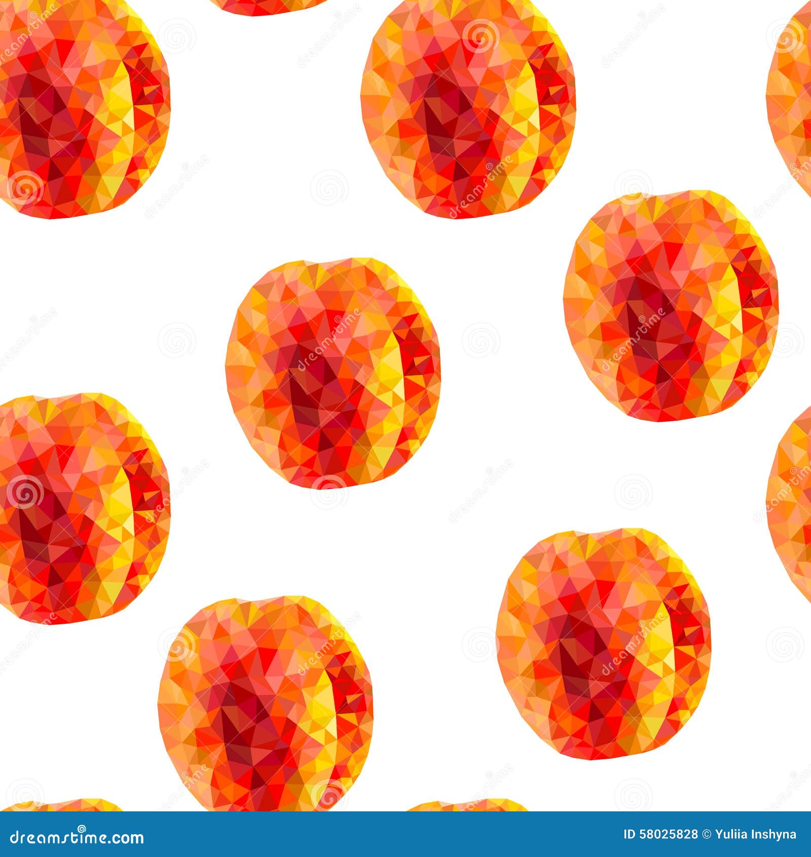 Seamless Pattern Peaches Triangles Stock Vector - Illustration of food ...