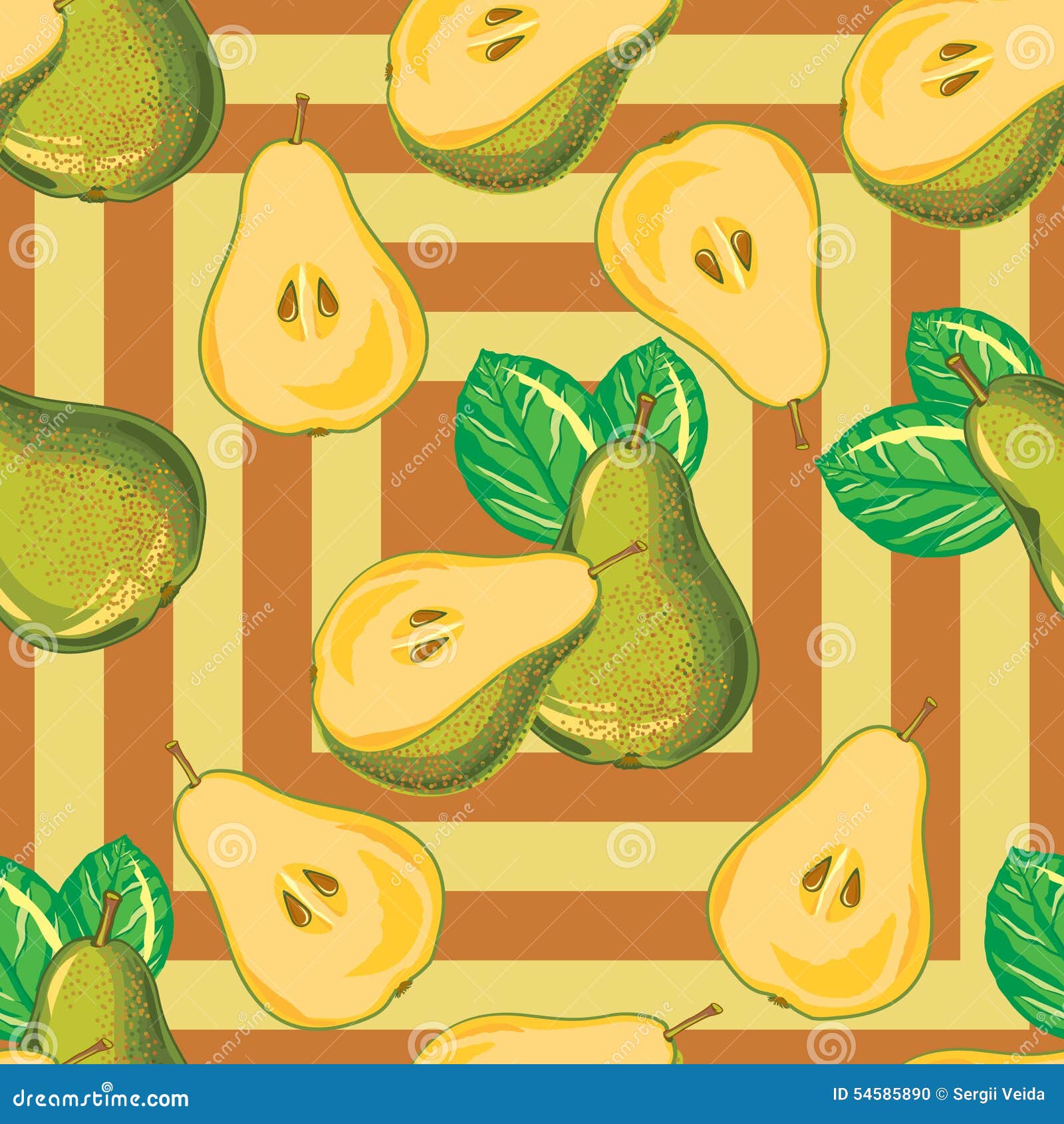 Seamless pattern of pear stock vector. Illustration of painting - 54585890