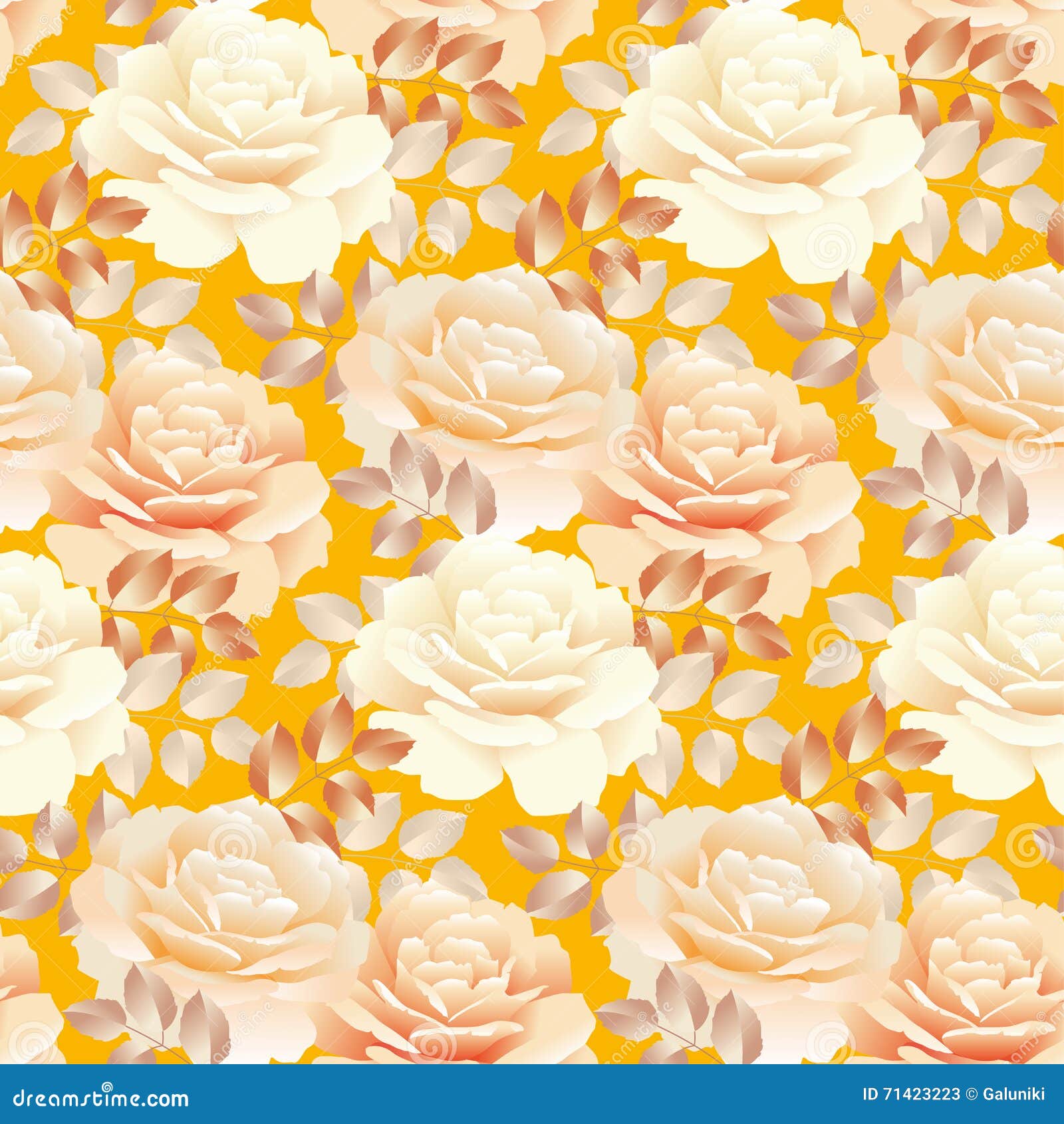 Seamless Pattern of Pearl Color Yellow Rose. Stock Vector ...