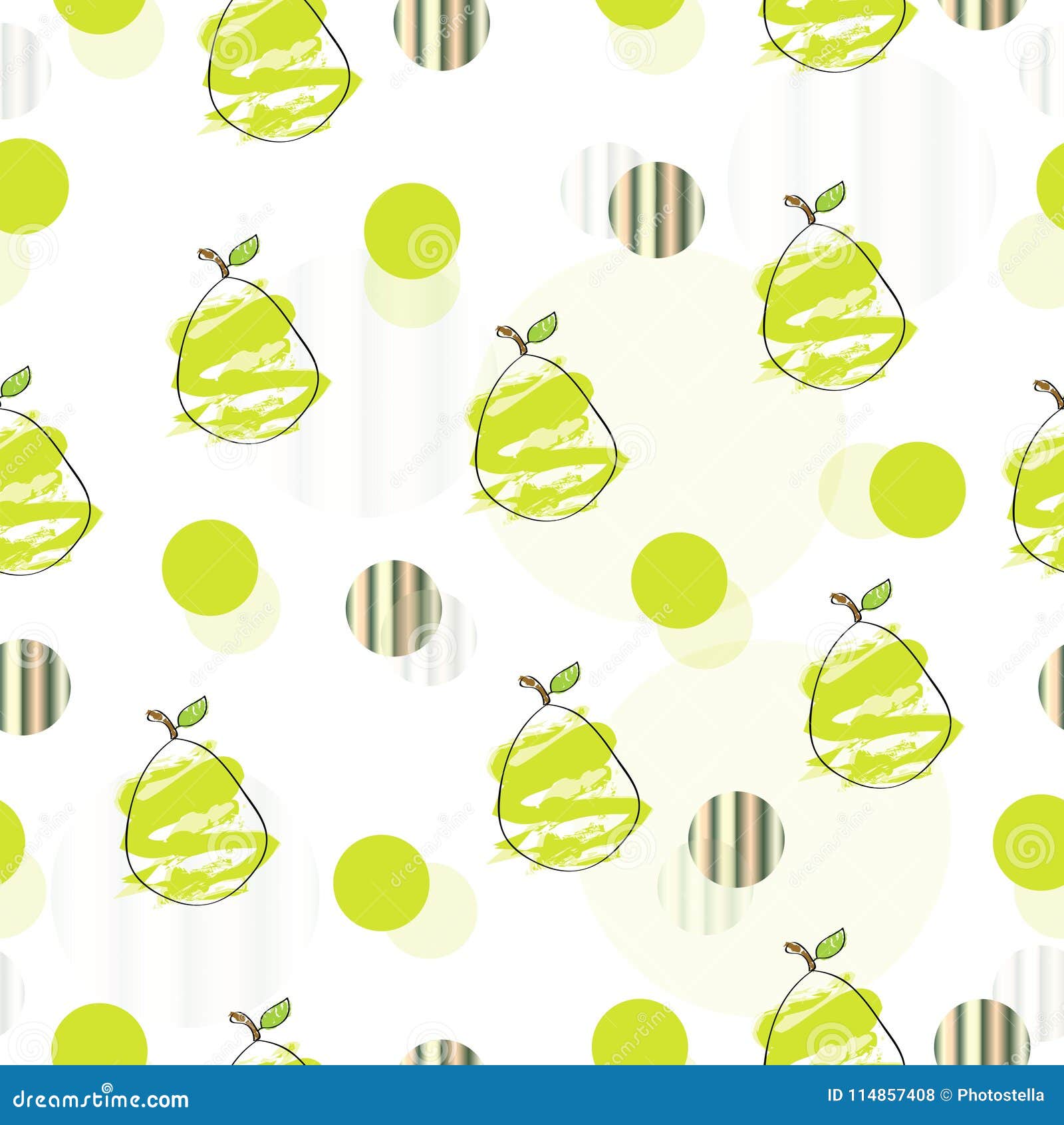 Seamless Pattern with Pears and Abstract Circles Stock Vector ...