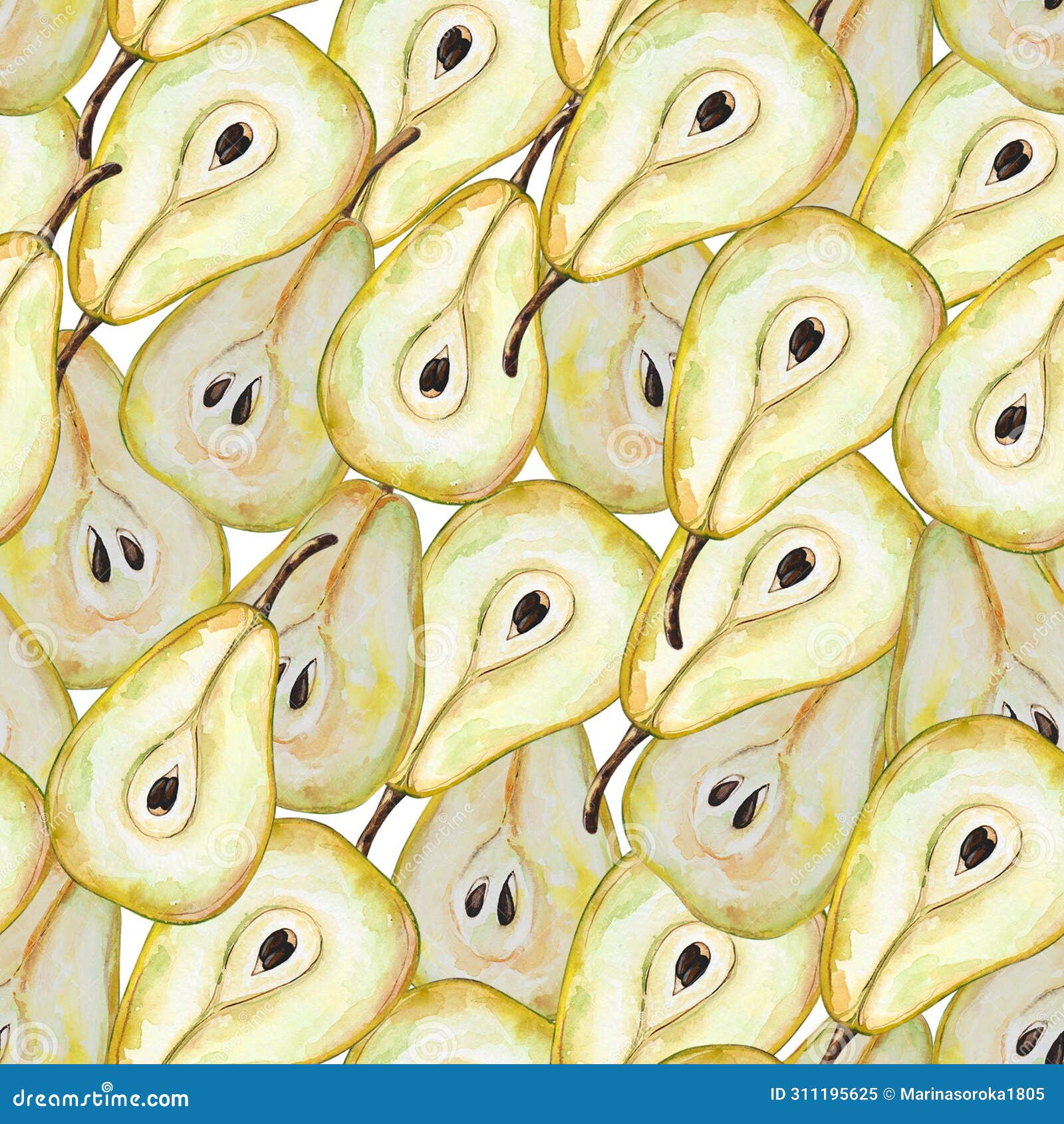 Seamless Pattern of Pears. Fruit Pattern. Botanical Illustration Stock ...
