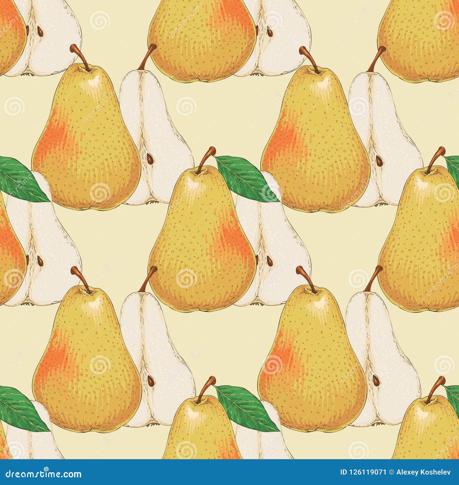 Seamless Pattern. Ripe Pears Stock Illustration - Illustration of color ...