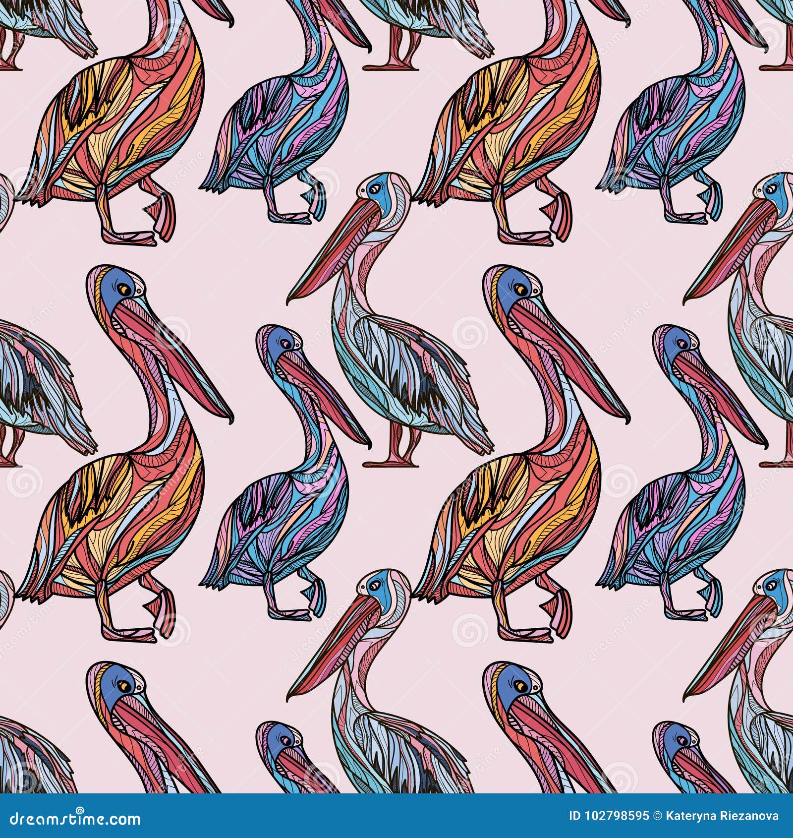 Seamless Pattern with Pelicans. Stock Vector - Illustration of graphic ...