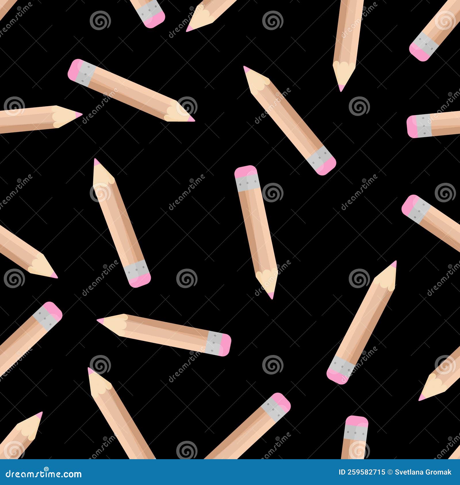 Seamless Pattern with Pencil on a Black Background. School Pattern ...