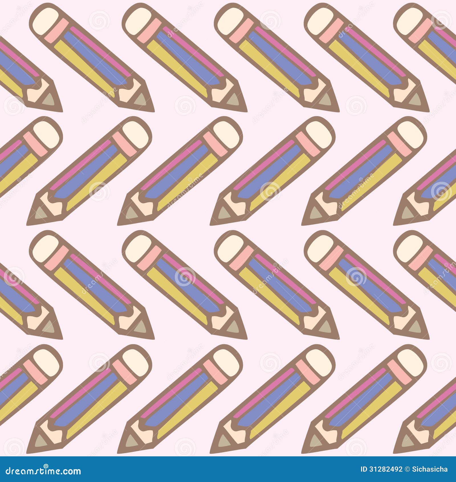 Seamless Pattern of Pencils Cartoon Stock Vector - Illustration of ...