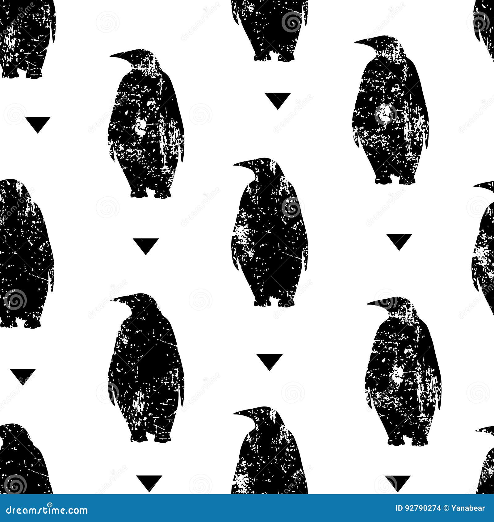 Seamless Pattern with Penguin and Triangles. Ornament for Textile and ...