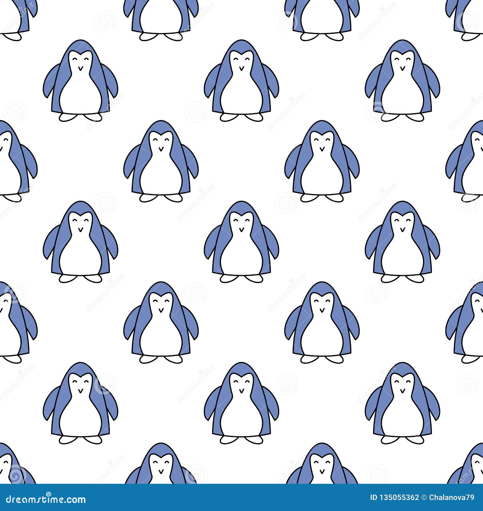 Seamless Pattern with Penguins. Cute Penguin Cartoon Illustration ...