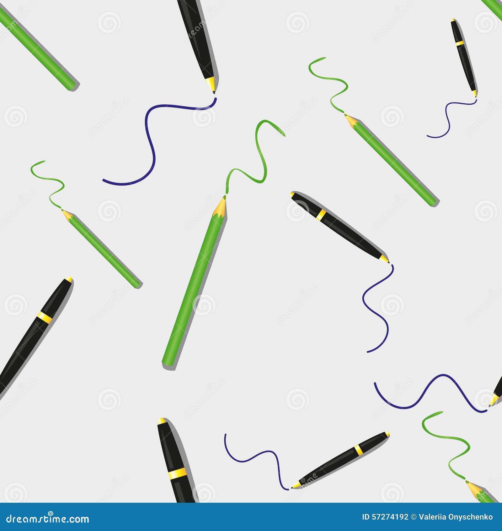 Seamless Pattern Pens Pencils Stock Illustration - Illustration of ...