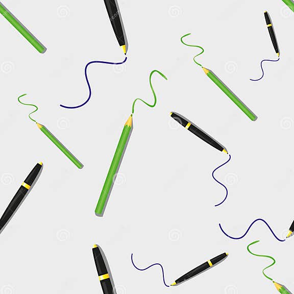Seamless Pattern Pens Pencils Stock Illustration - Illustration of ...