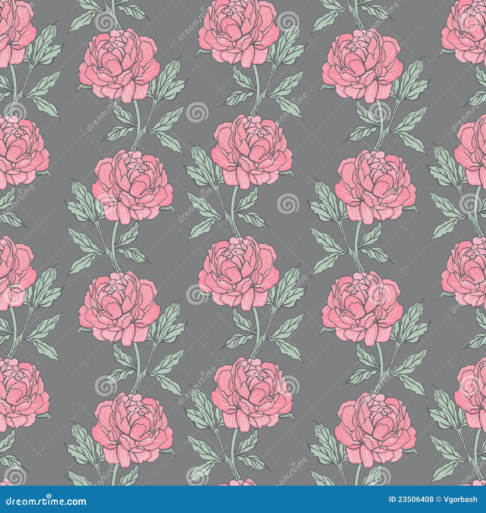 Seamless Pattern with Peony Stock Vector - Illustration of peony ...