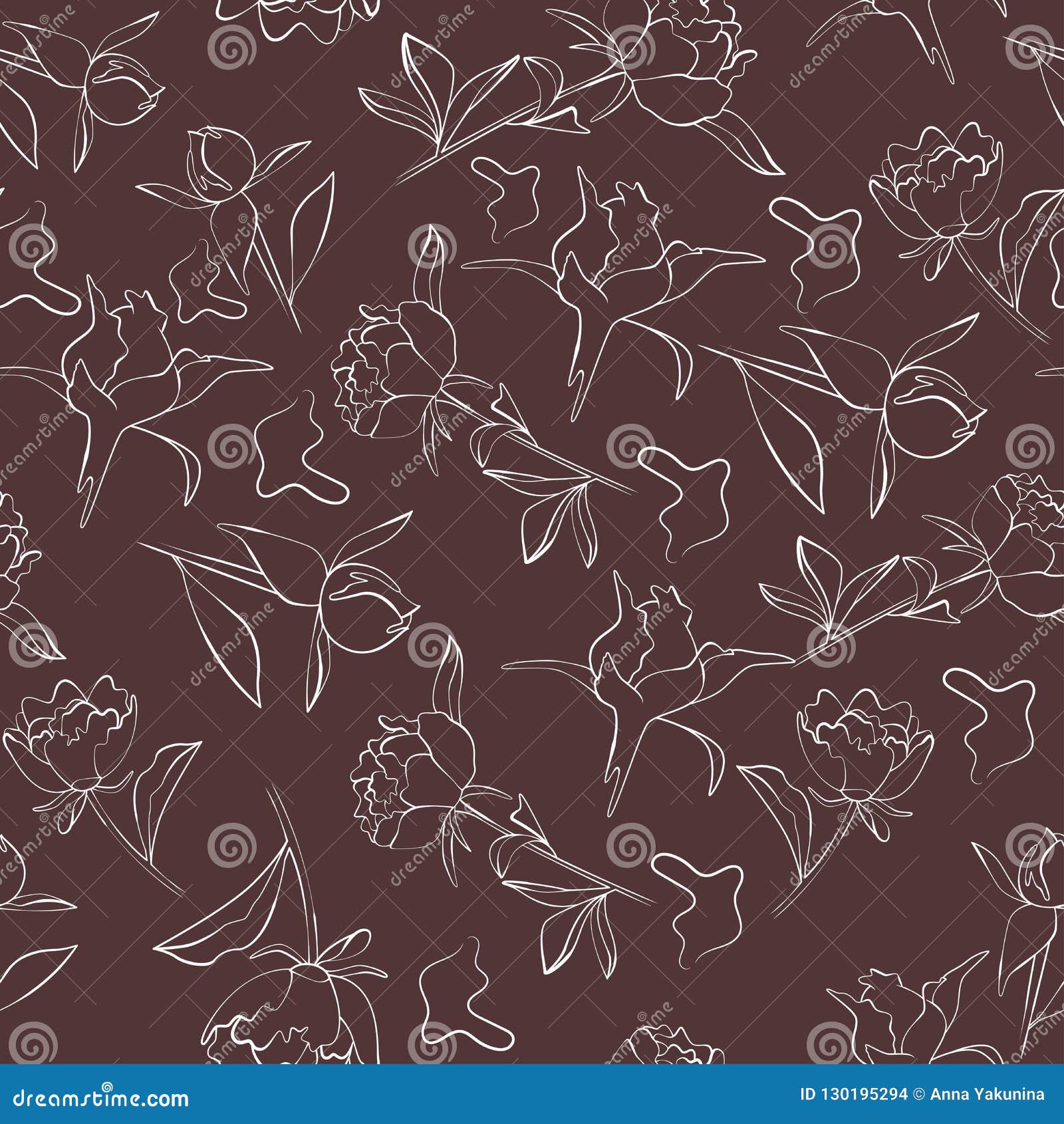 Seamless Pattern with Peony Flower in Vector Stock Vector ...