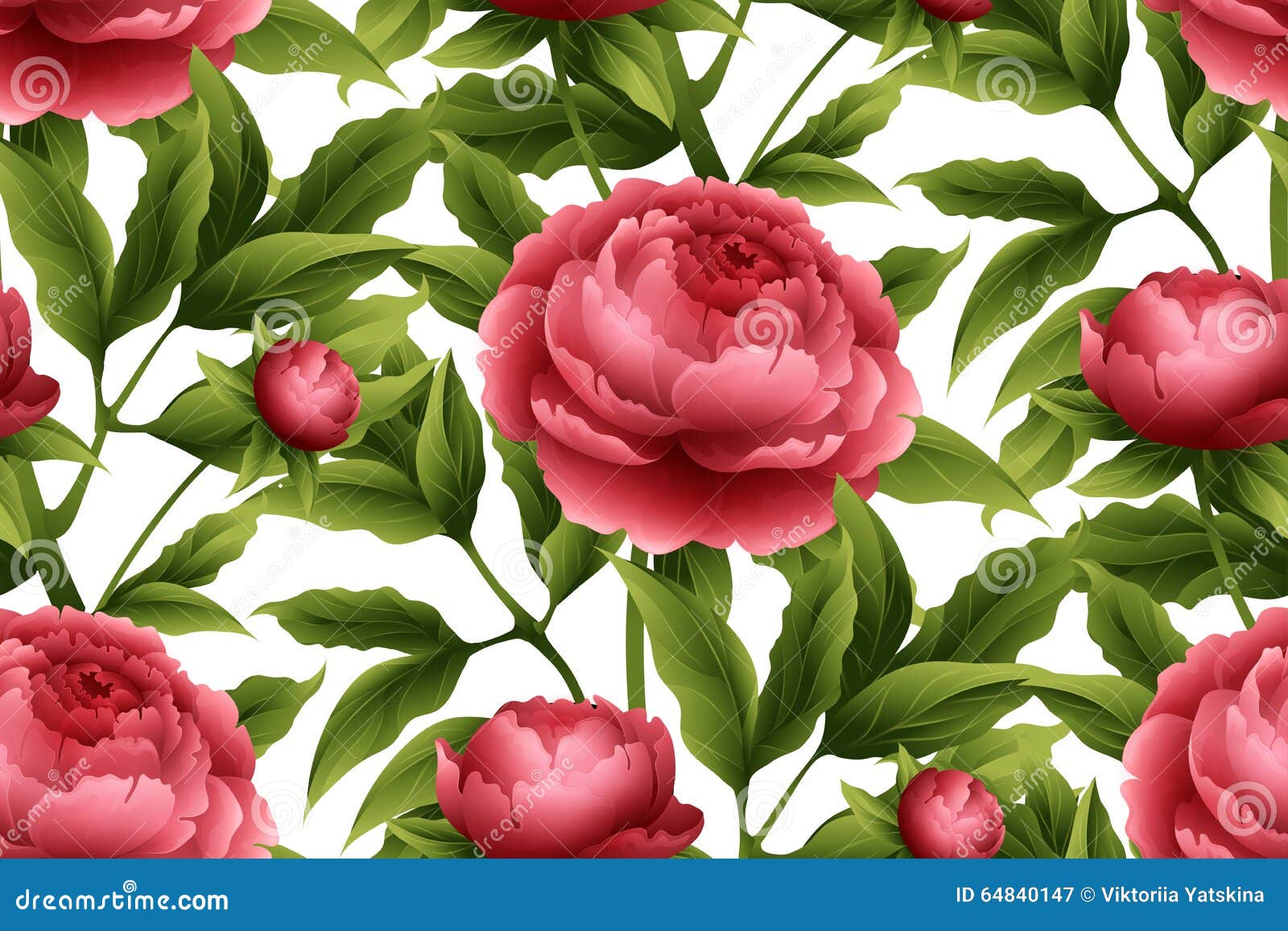 Seamless Pattern with Peony Flowers. Vector Stock Vector - Illustration ...