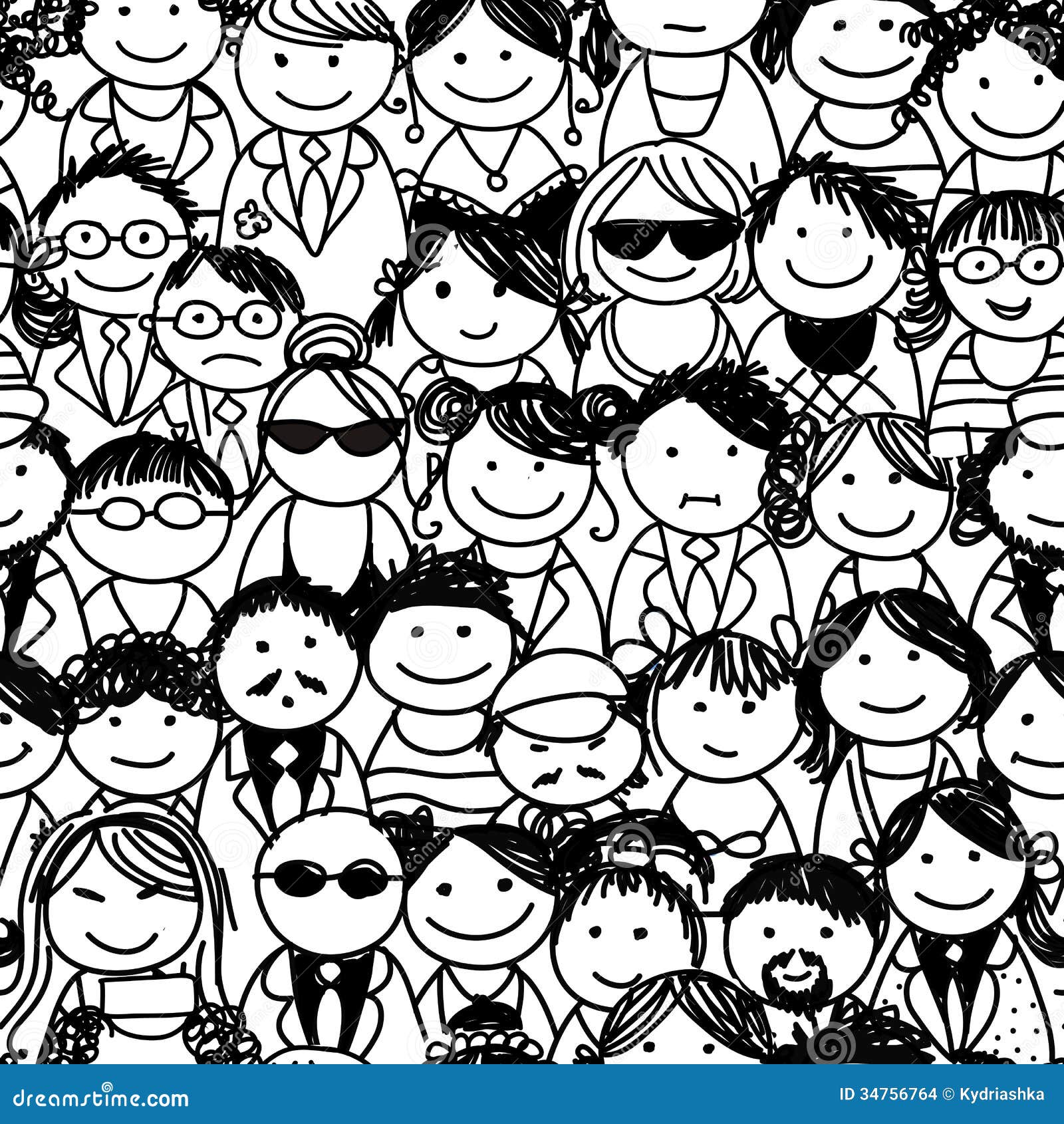 Seamless Pattern with People Crowd for Your Design Stock Illustration ...