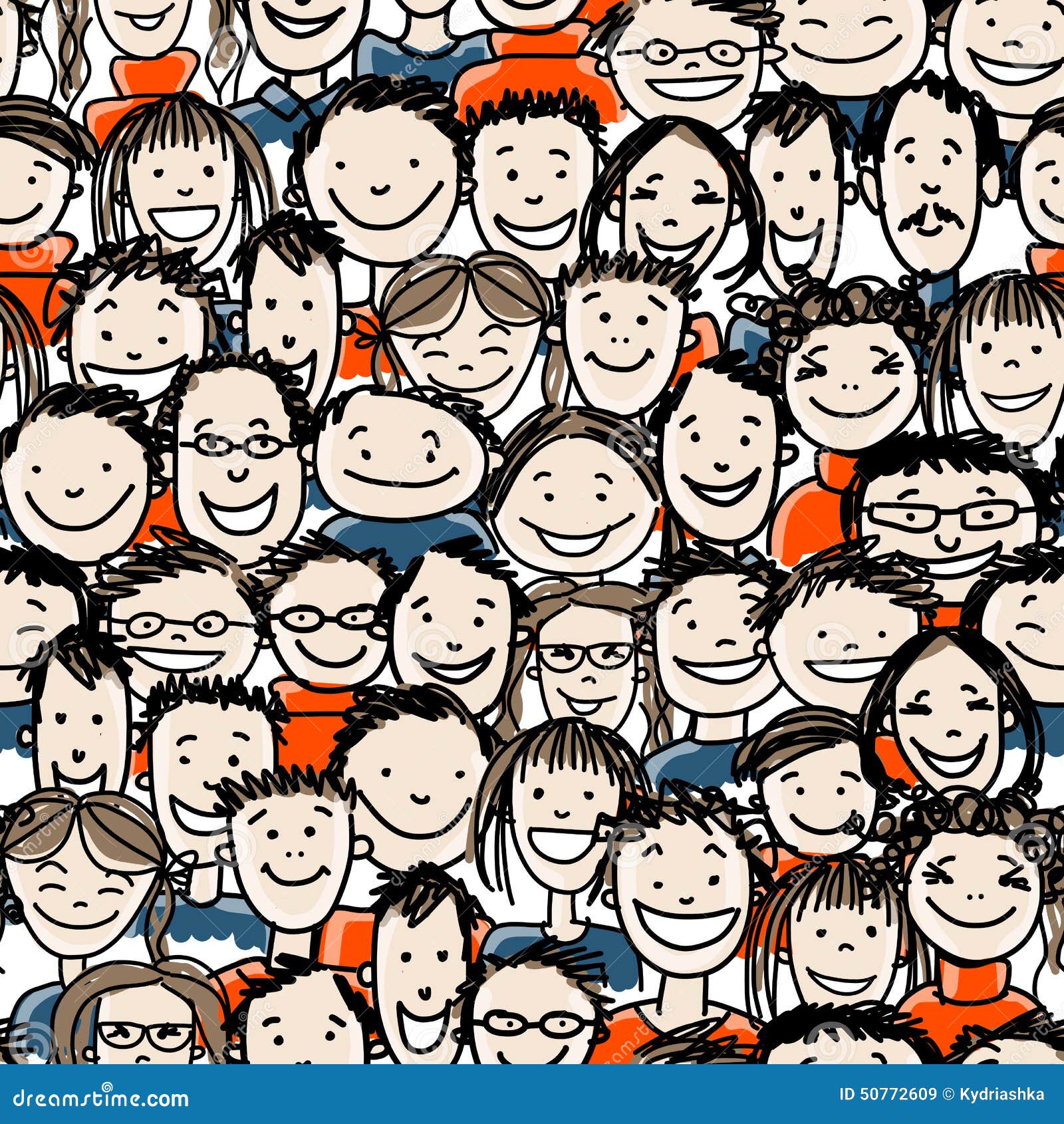 Seamless Pattern with People Crowd for Your Design Stock Vector ...