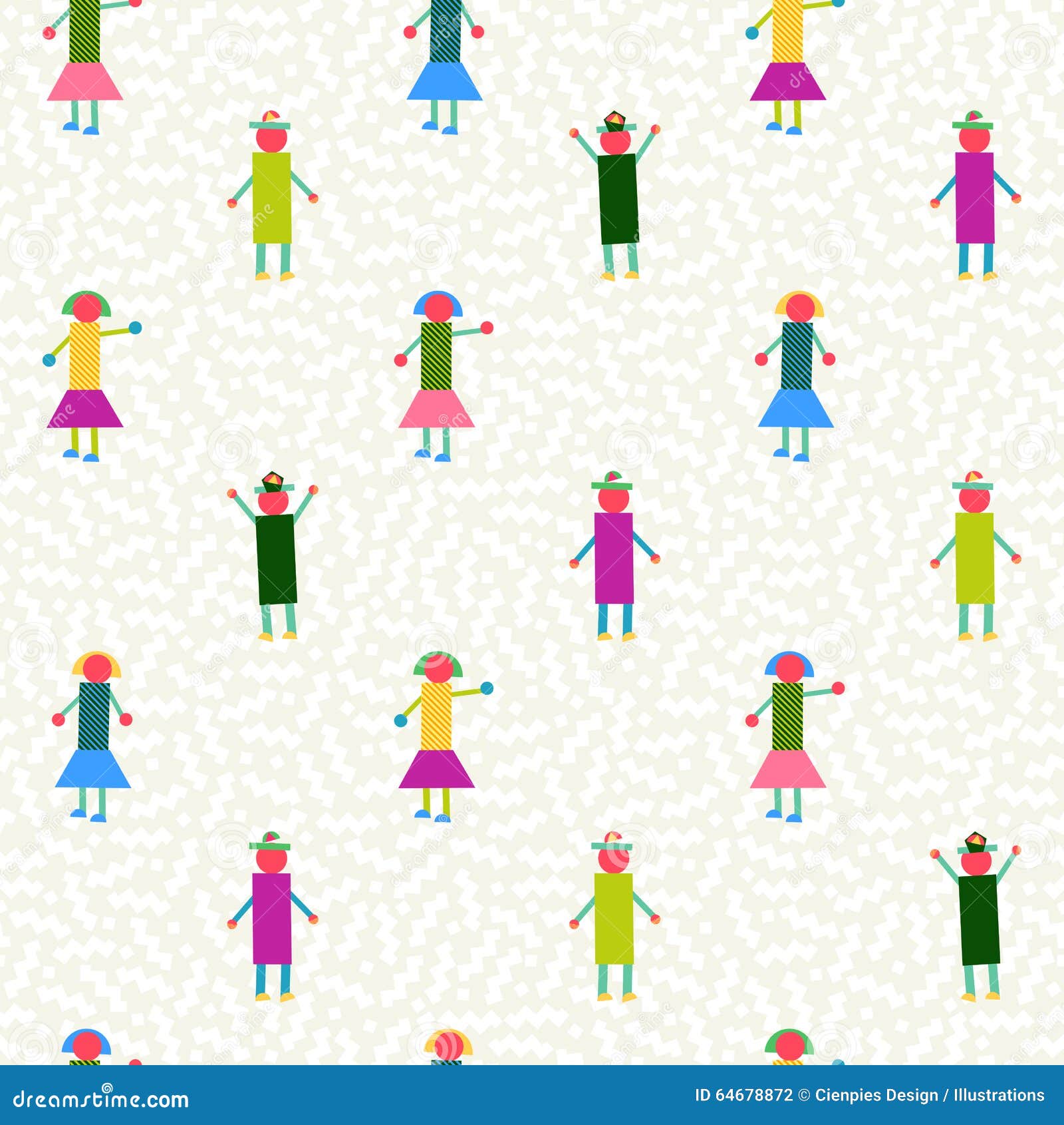 Seamless Pattern People Geometry Colorful Stock Vector - Illustration ...