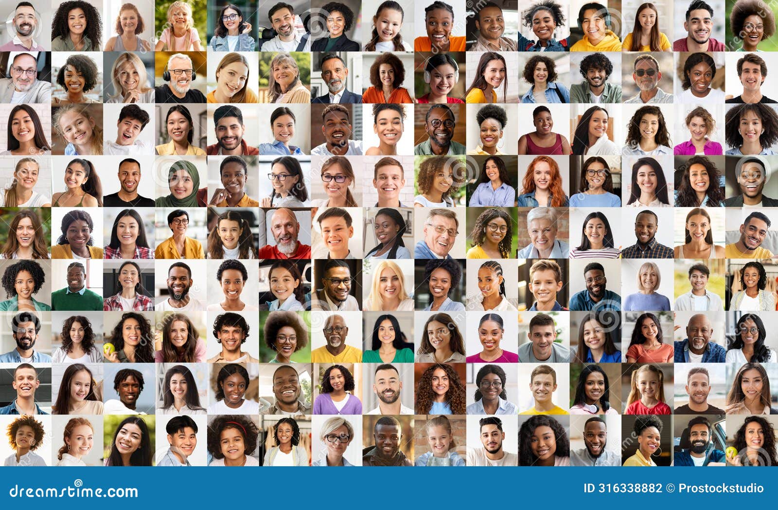 Seamless Pattern of People Headshots for Design Stock Photo - Image of ...