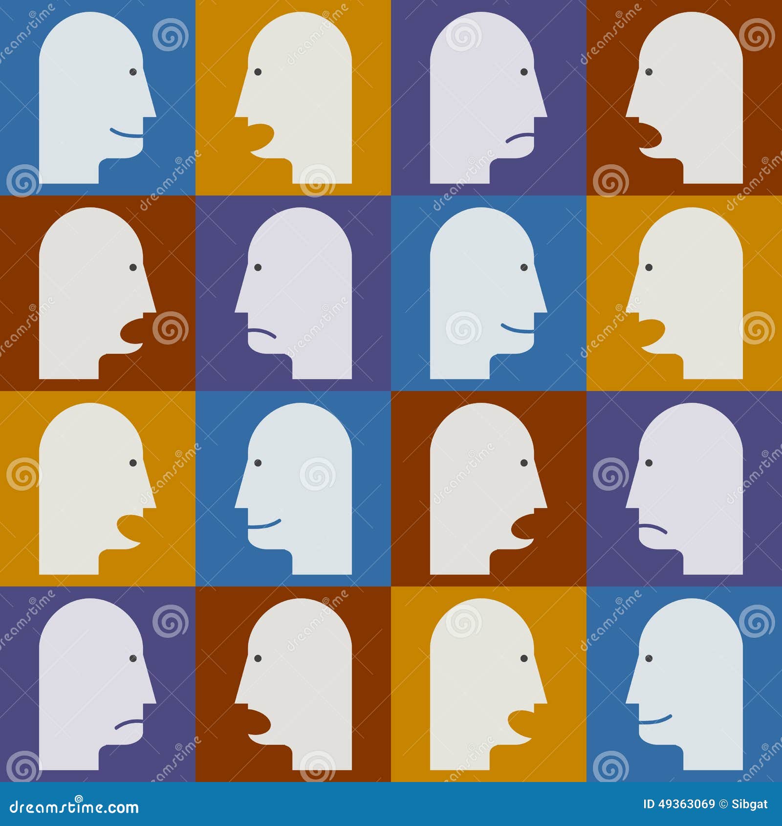 Seamless Pattern. People S Faces with Different Emotions (temper Stock ...