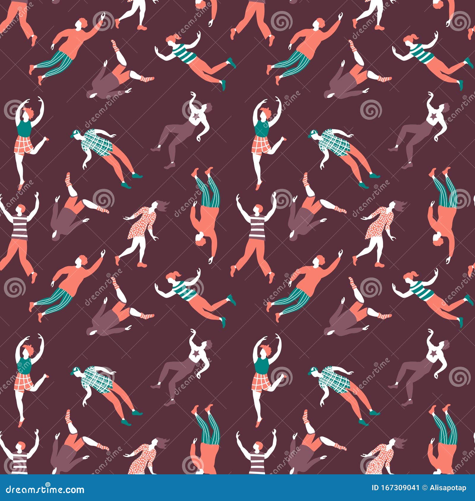 Seamless Pattern with People Silhouettes Stock Vector - Illustration of ...