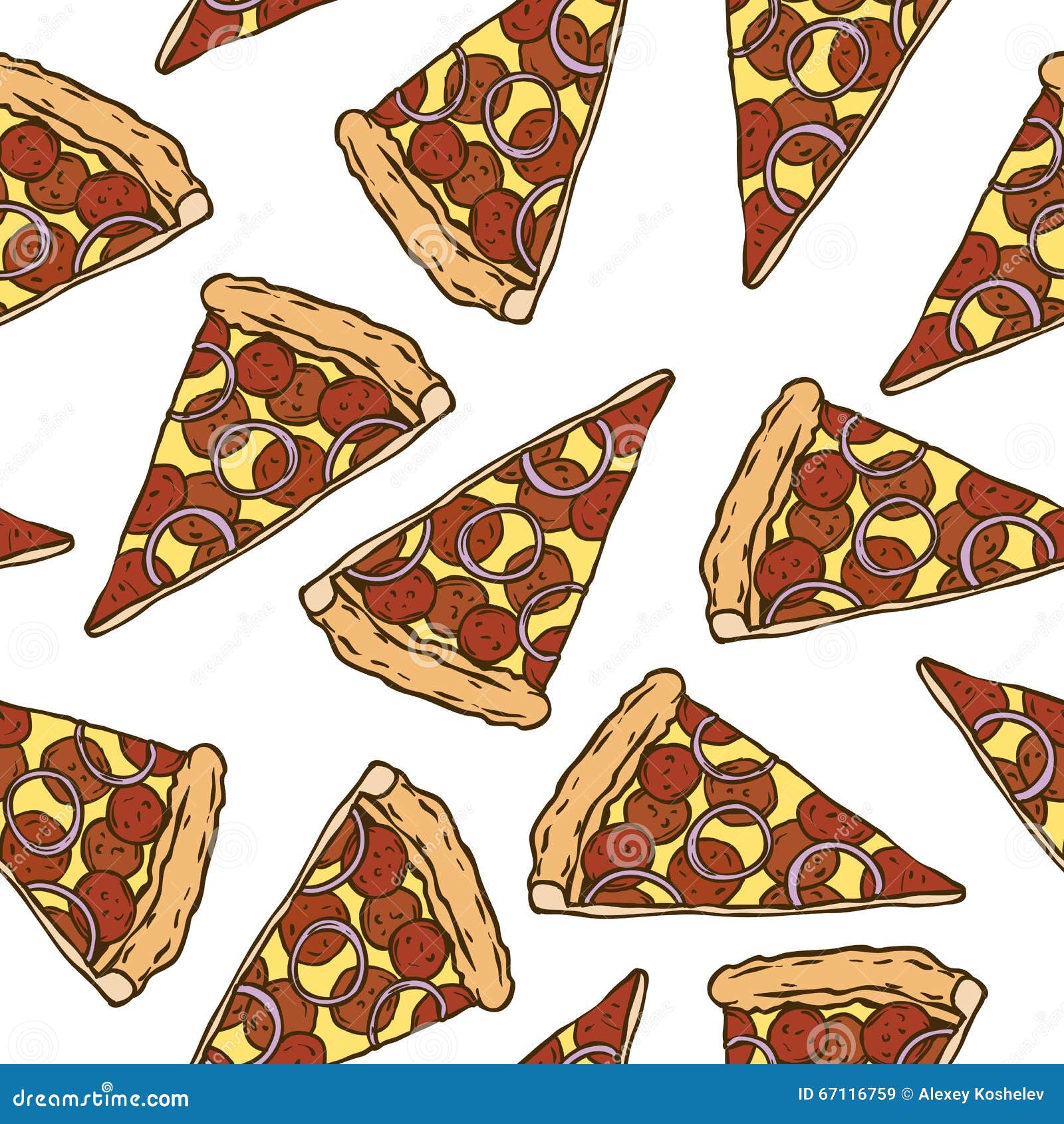 Seamless Pattern with Pepperoni Pizza Slices Stock Vector ...
