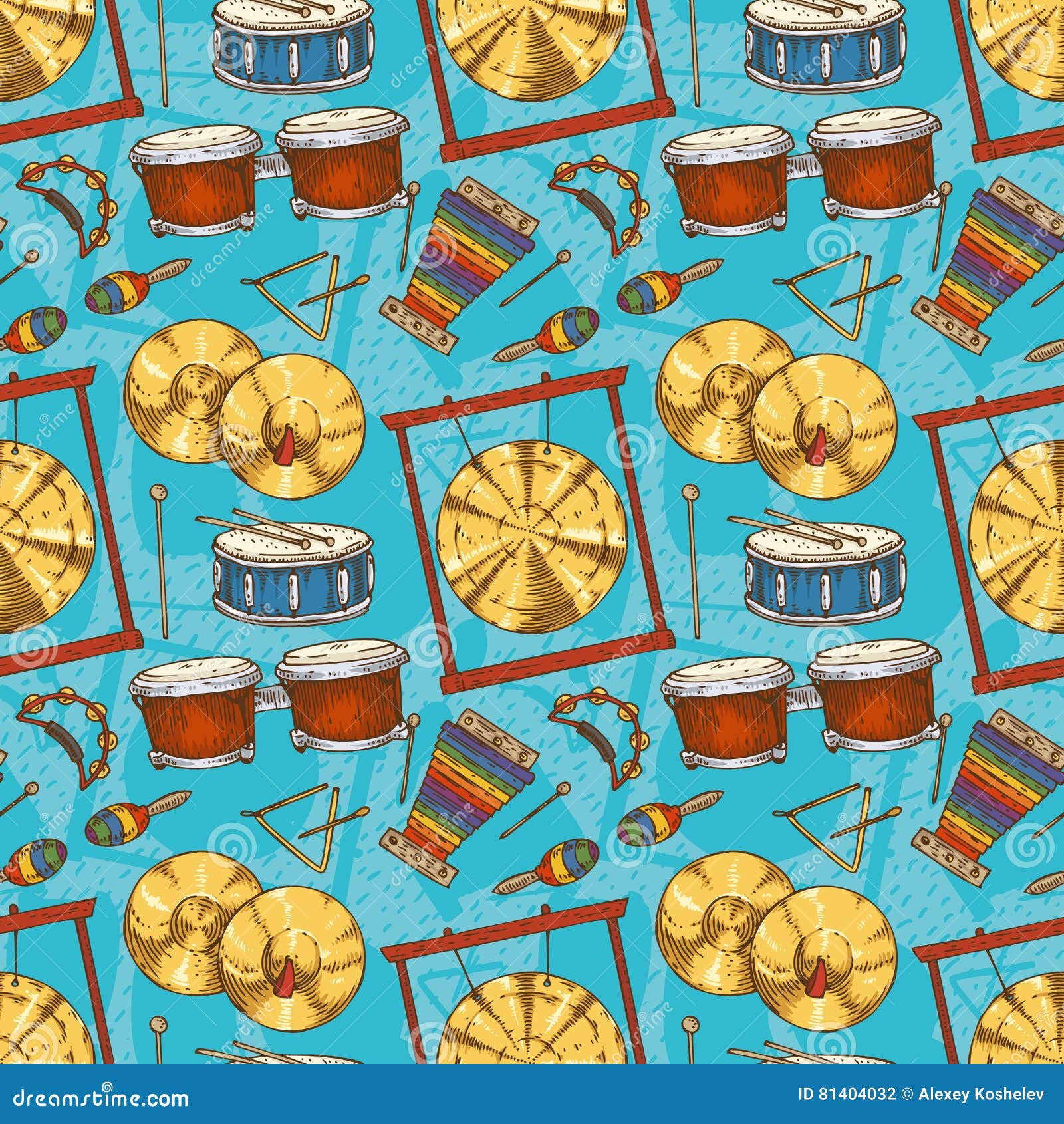 Seamless Pattern. Percussion Musical Instruments Stock Illustration ...