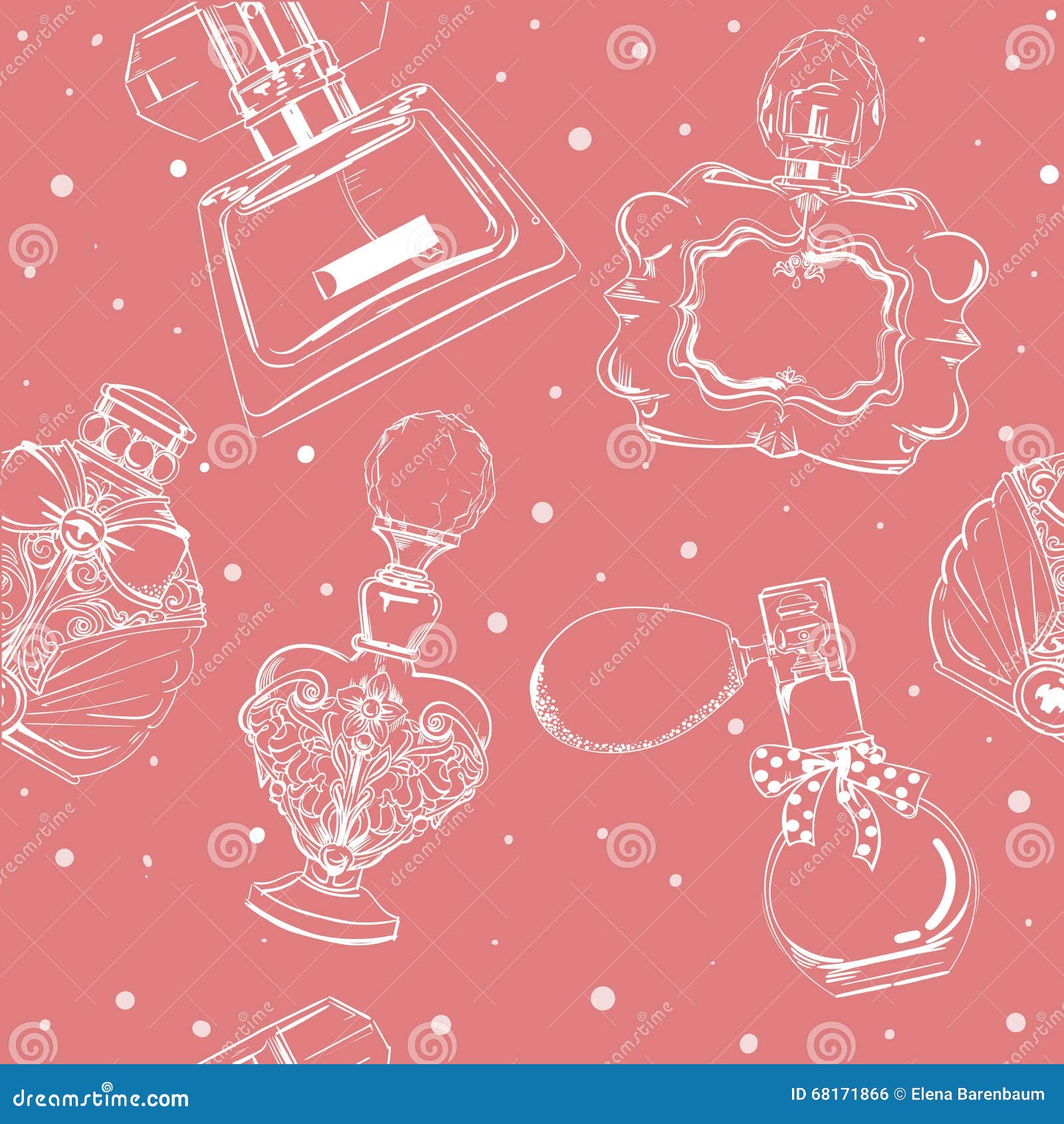 Seamless Pattern with Perfumes Stock Illustration - Illustration of ...