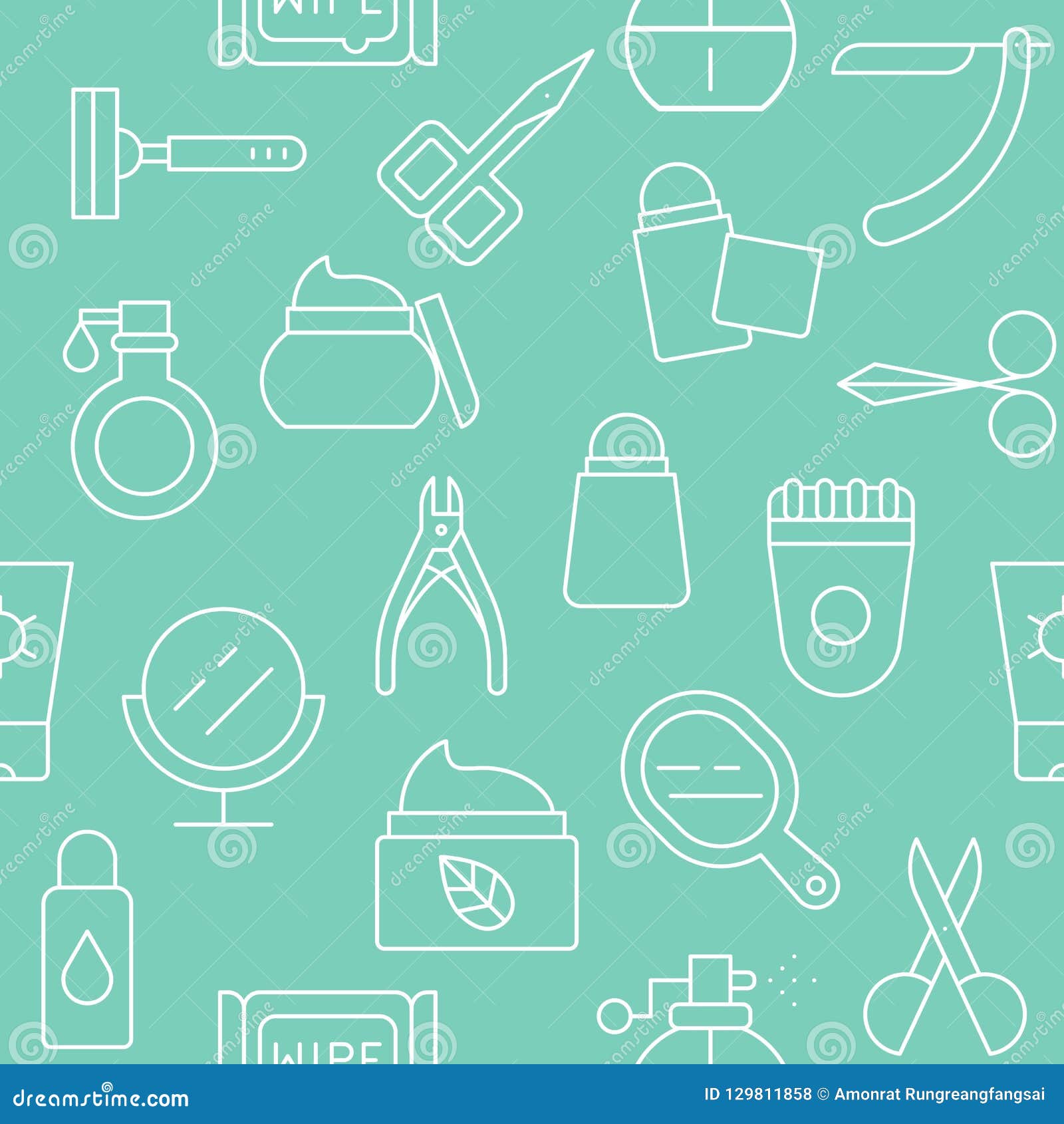 Seamless Pattern Personal Care Product Outline Icon Stock Vector ...