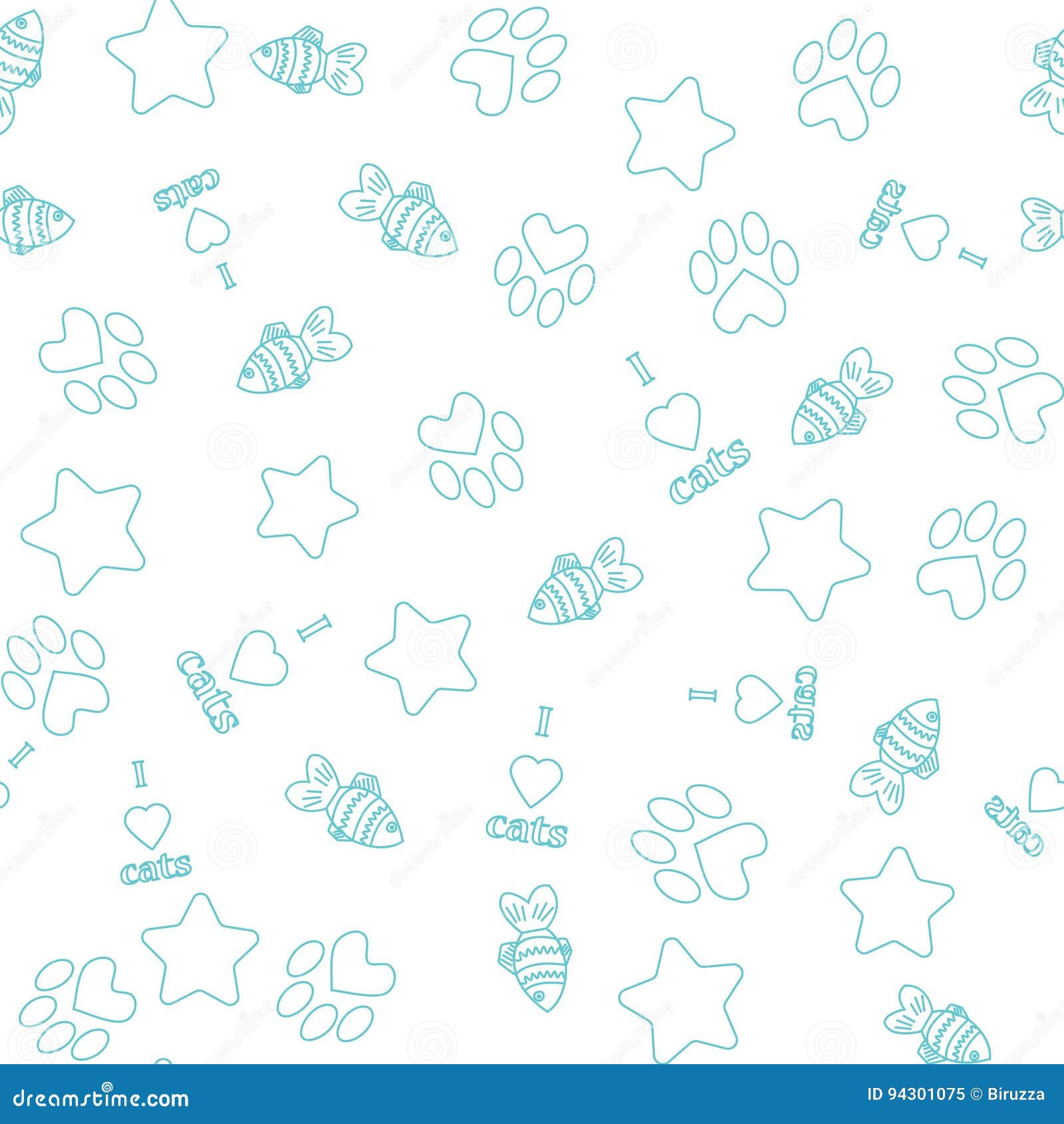 Seamless Pattern with Pet Elements Stock Vector - Illustration of white ...