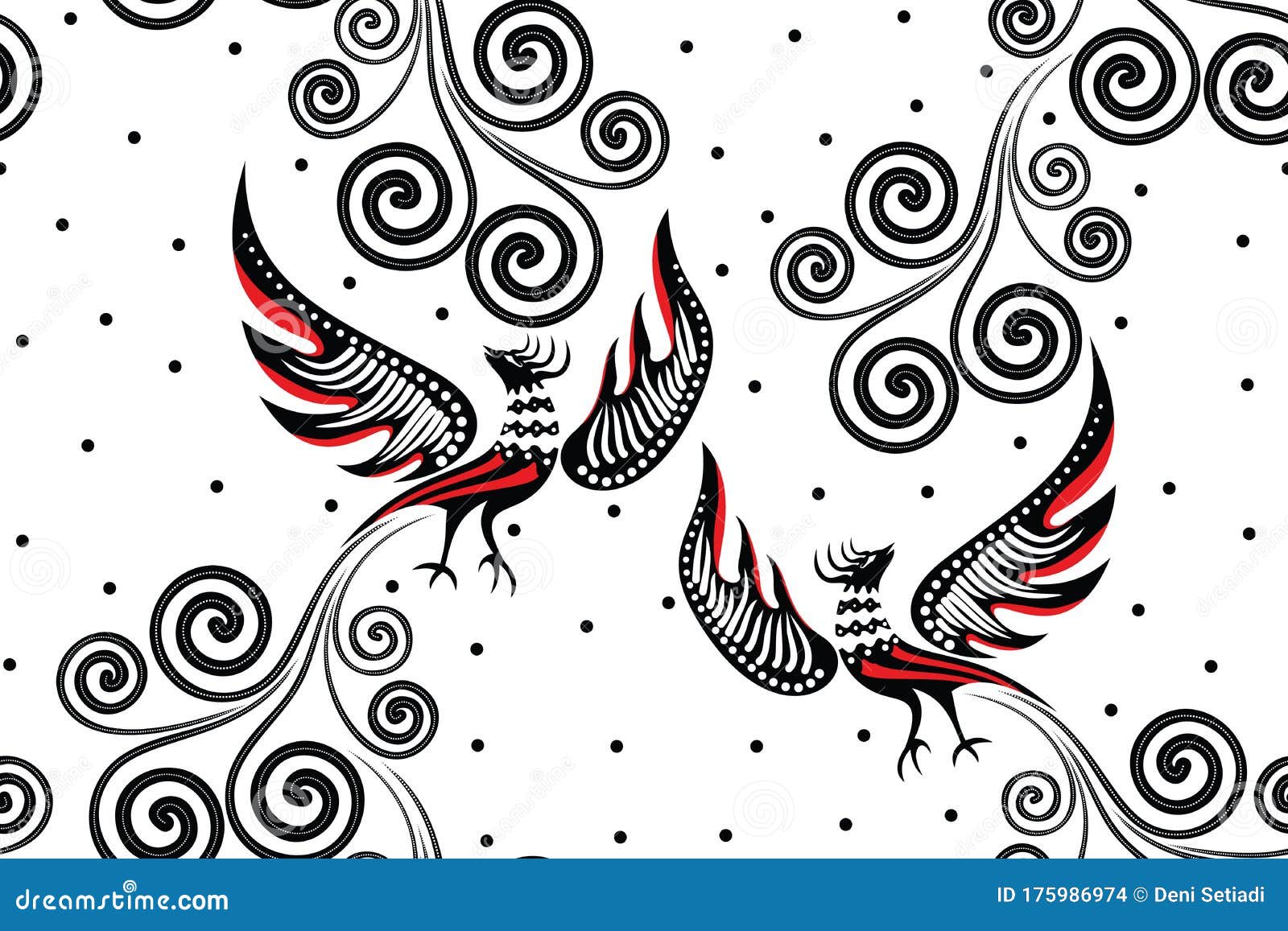 Seamless Pattern with Phoenix Vector Illustration Stock Vector ...
