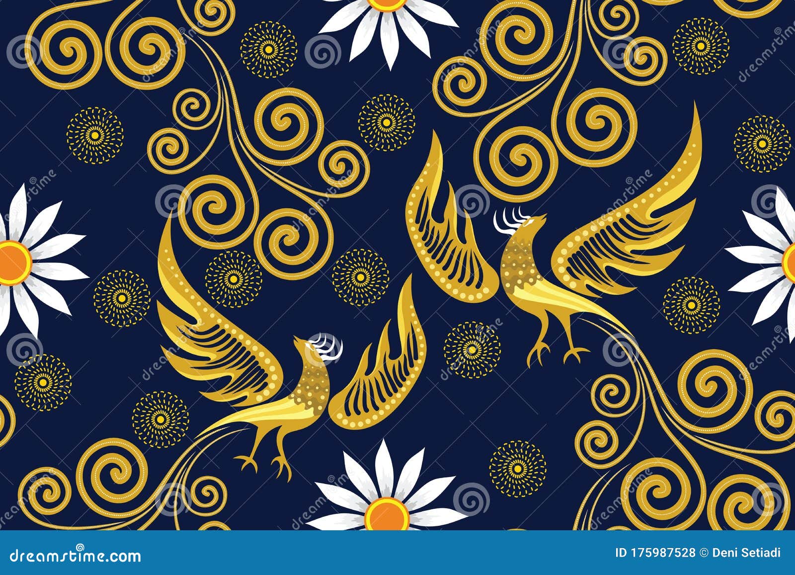 Seamless Pattern with Phoenix Vector Illustration Stock Vector ...