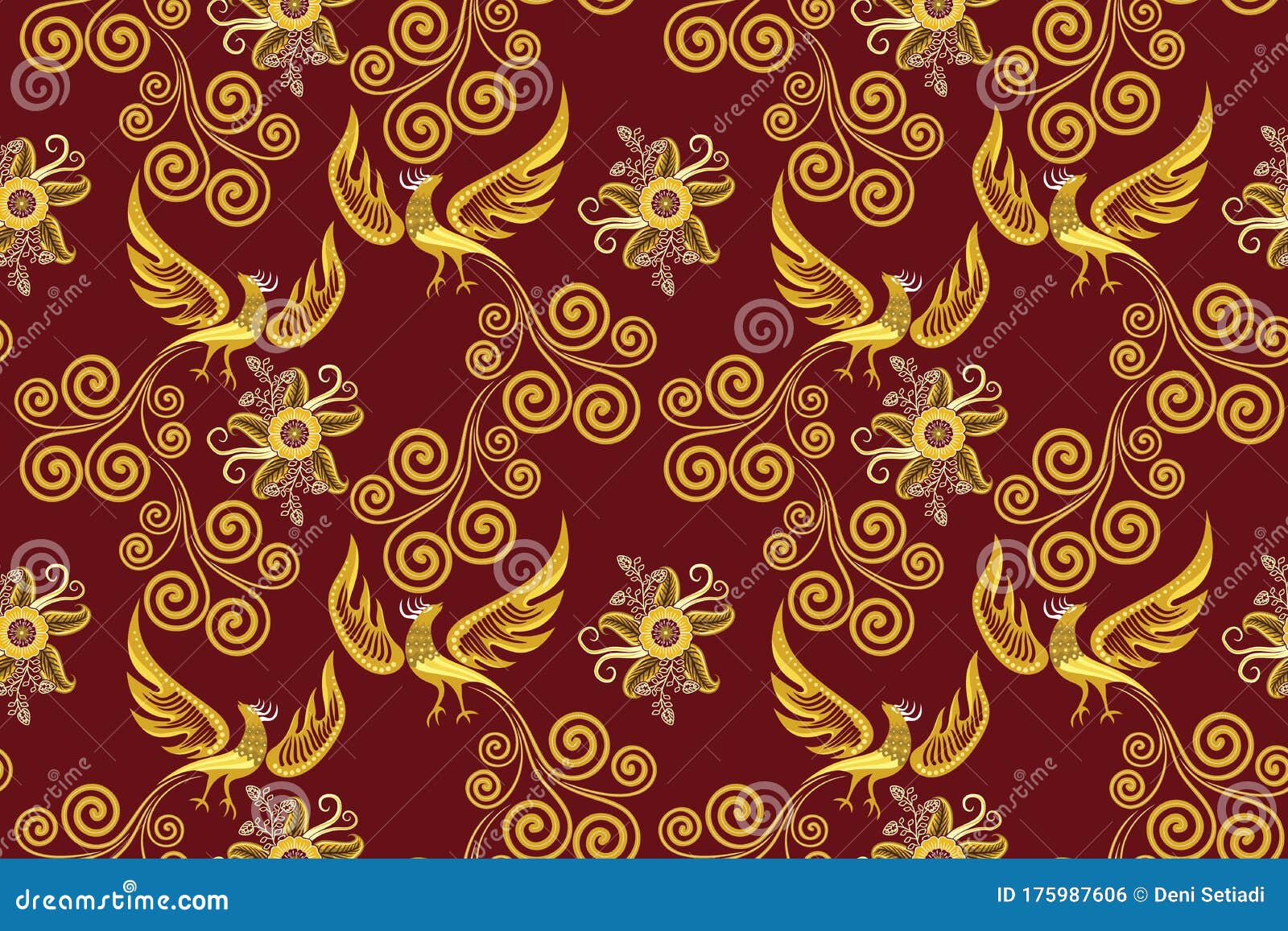 Seamless Pattern with Phoenix Vector Illustration Stock Vector ...