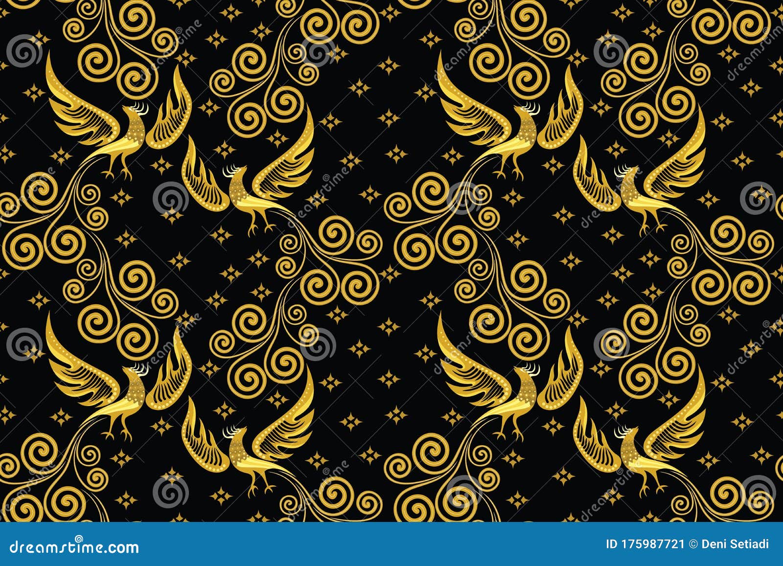 Seamless Pattern with Phoenix Vector Illustration Stock Vector ...