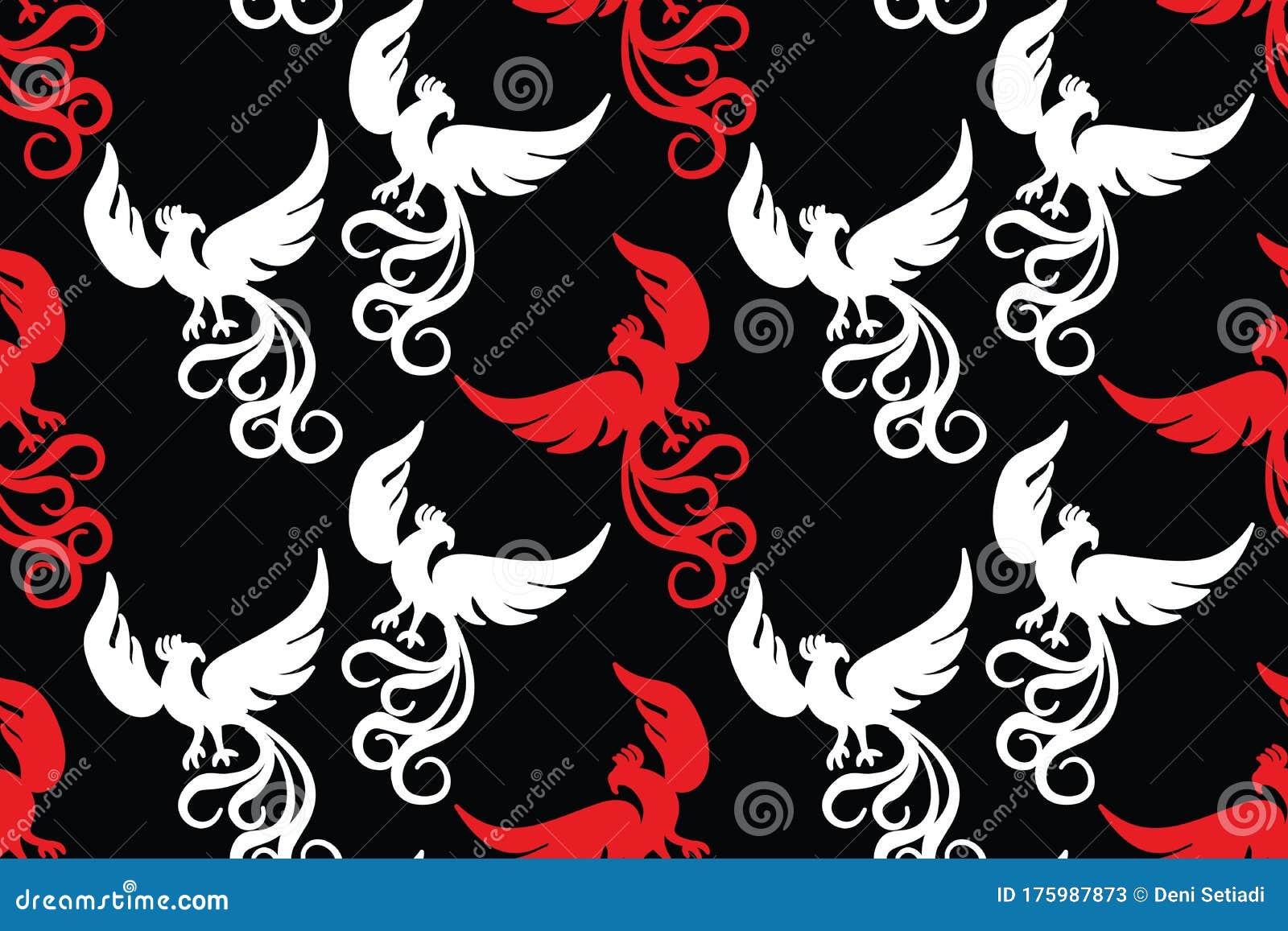 Seamless Pattern with Phoenix Vector Illustration Stock Vector ...