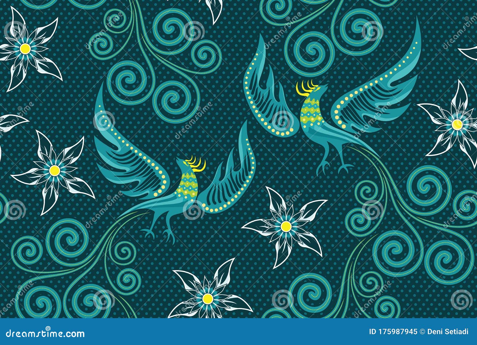 Seamless Pattern with Phoenix Vector Illustration Stock Vector ...