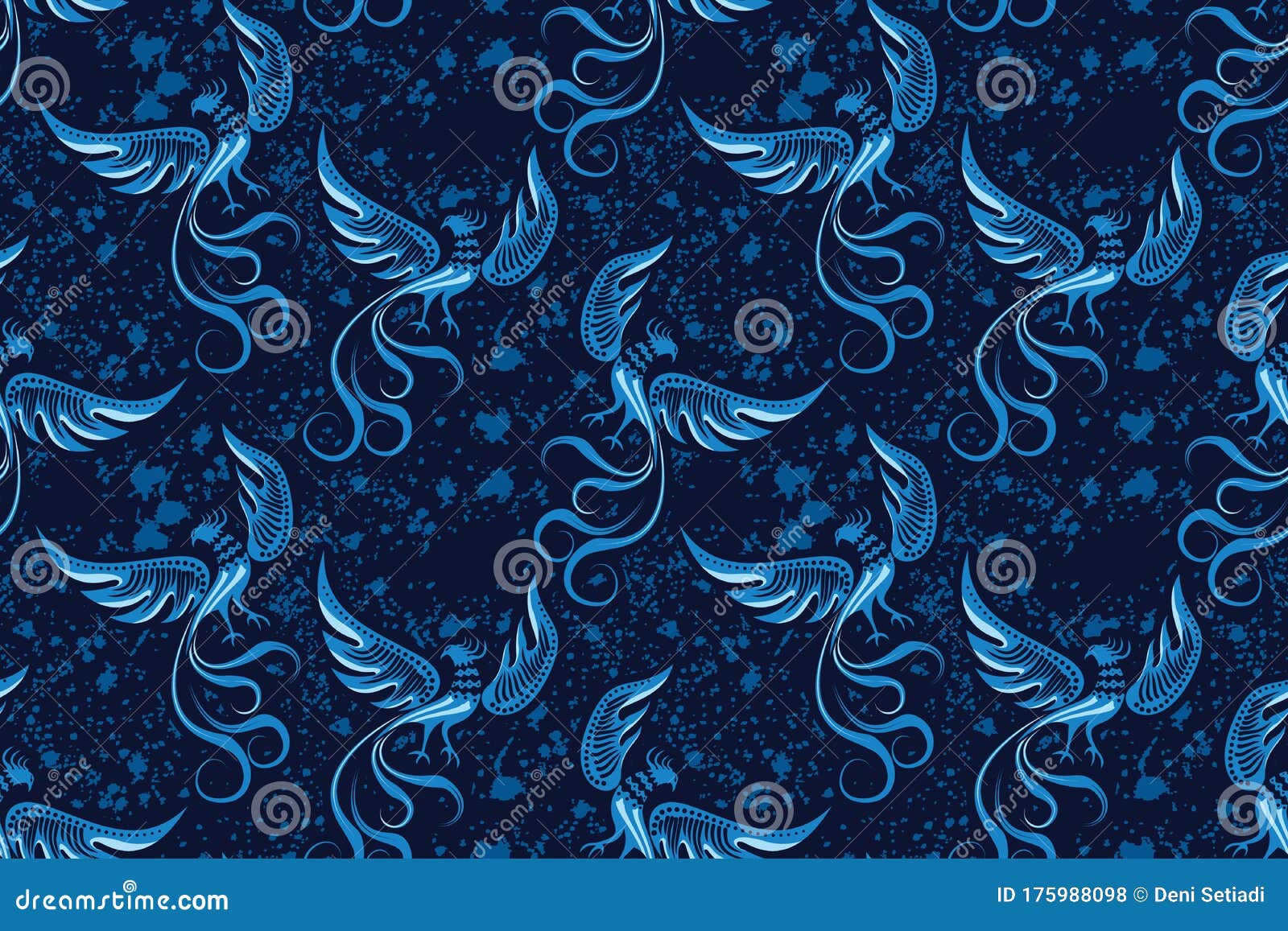 Seamless Pattern with Phoenix Vector Illustration Stock Vector ...