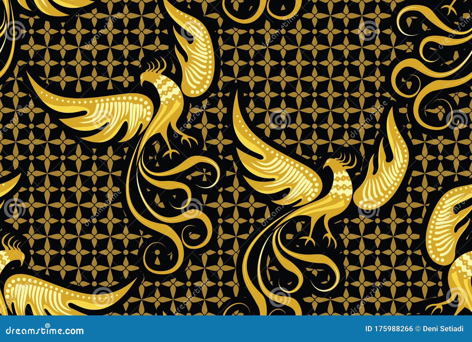 Seamless Pattern with Phoenix Vector Illustration Stock Vector ...