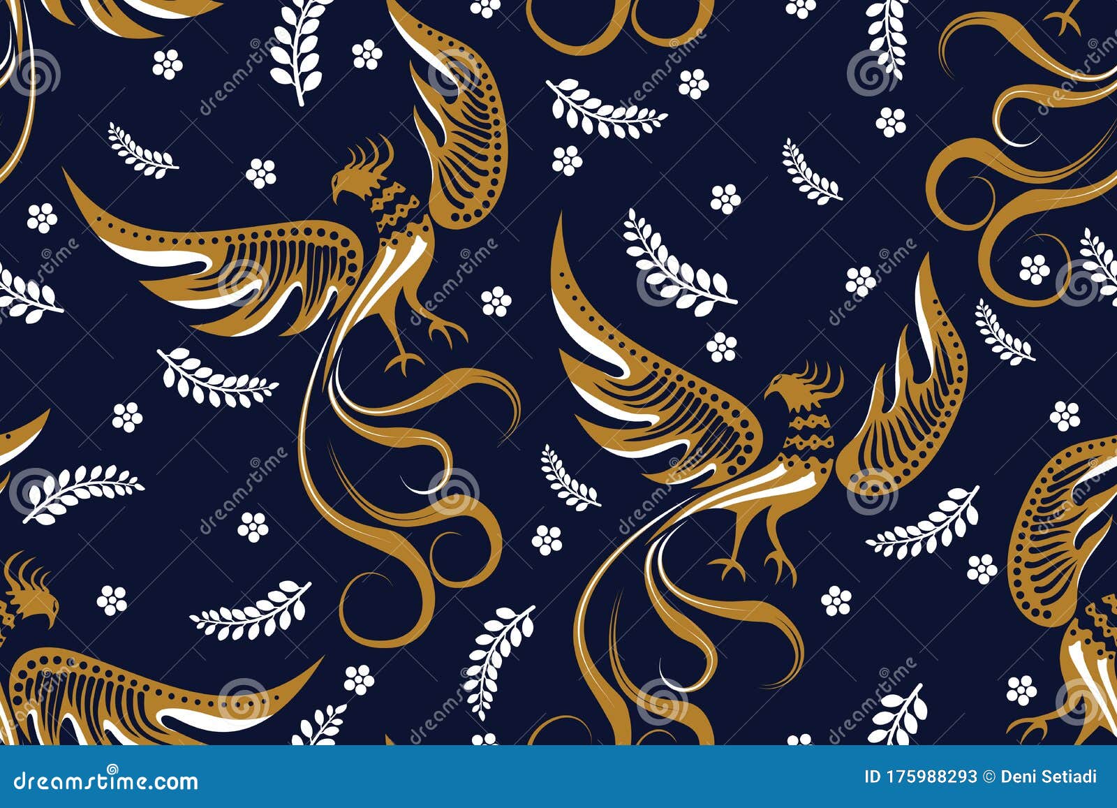 Seamless Pattern with Phoenix Vector Illustration Stock Vector ...