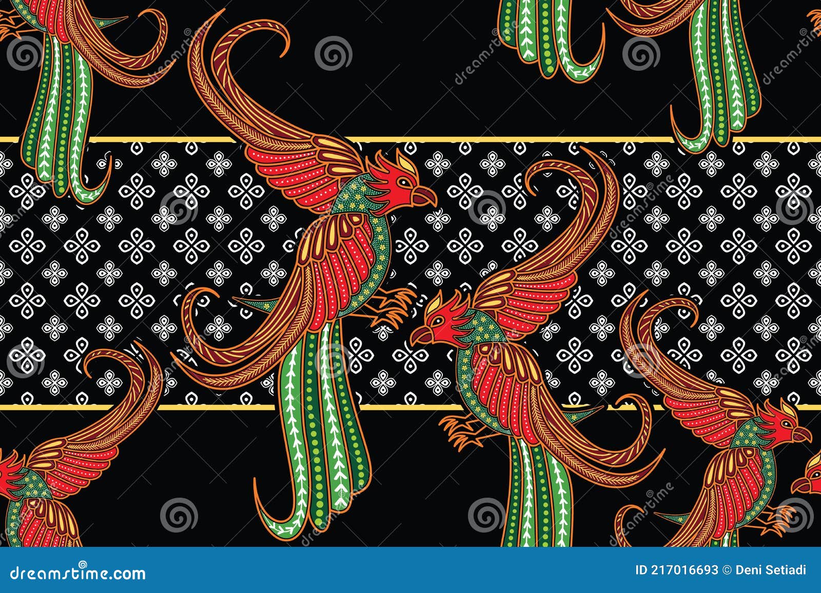 Seamless Pattern with Phoenix Vector Stock Vector - Illustration of ...