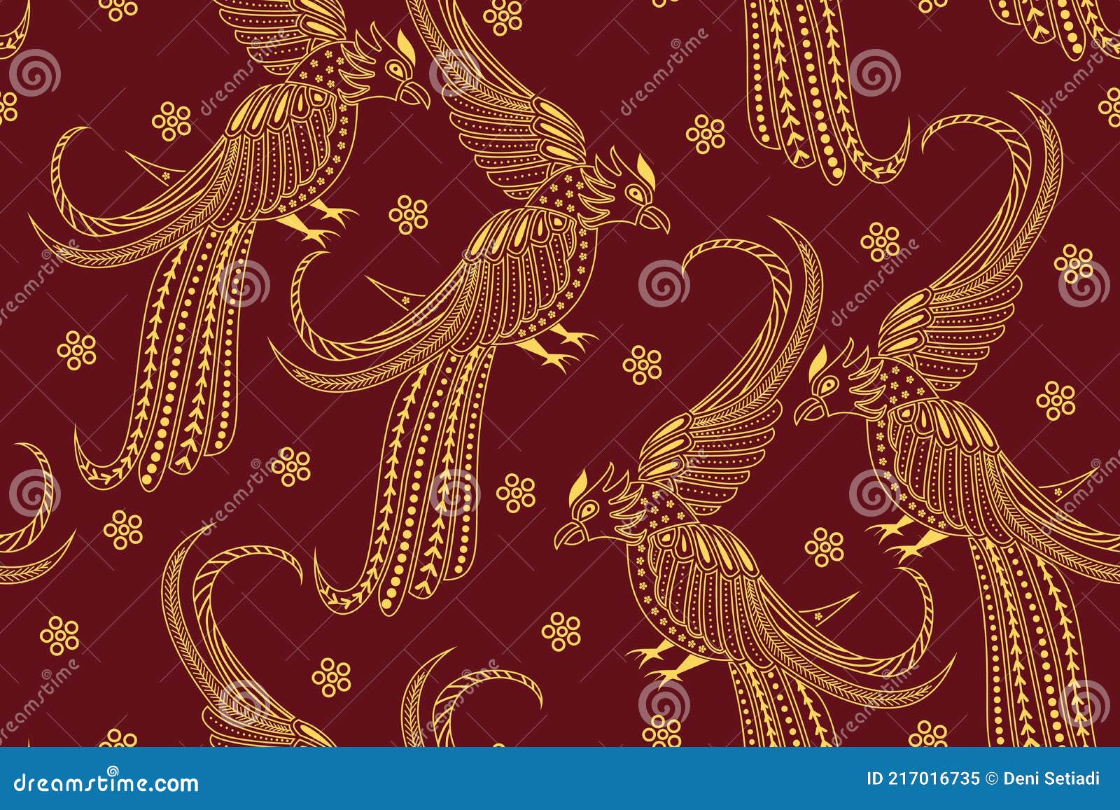Seamless Pattern with Phoenix Vector Stock Vector - Illustration of ...